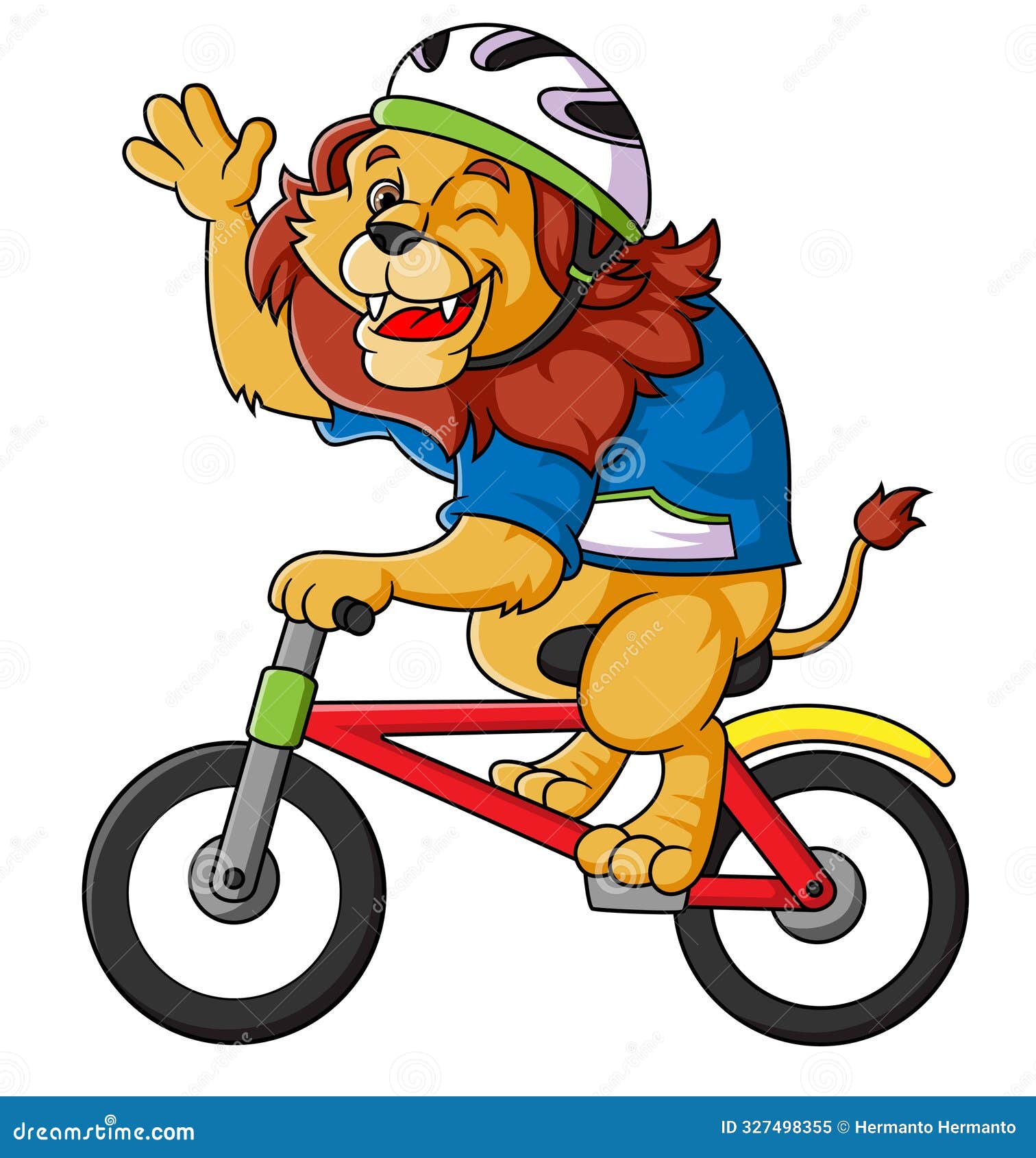 Cute Lion Riding Bicycle Cartoon Vector Icon Stock Illustration ...