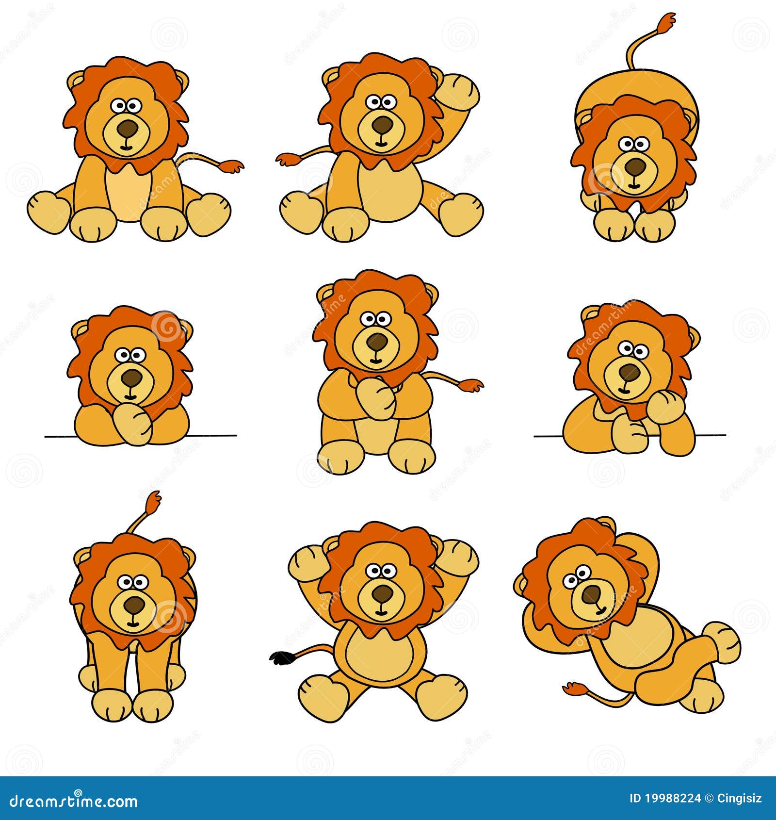 Cute Lion Set stock vector. Illustration of mammal, feline - 19988224