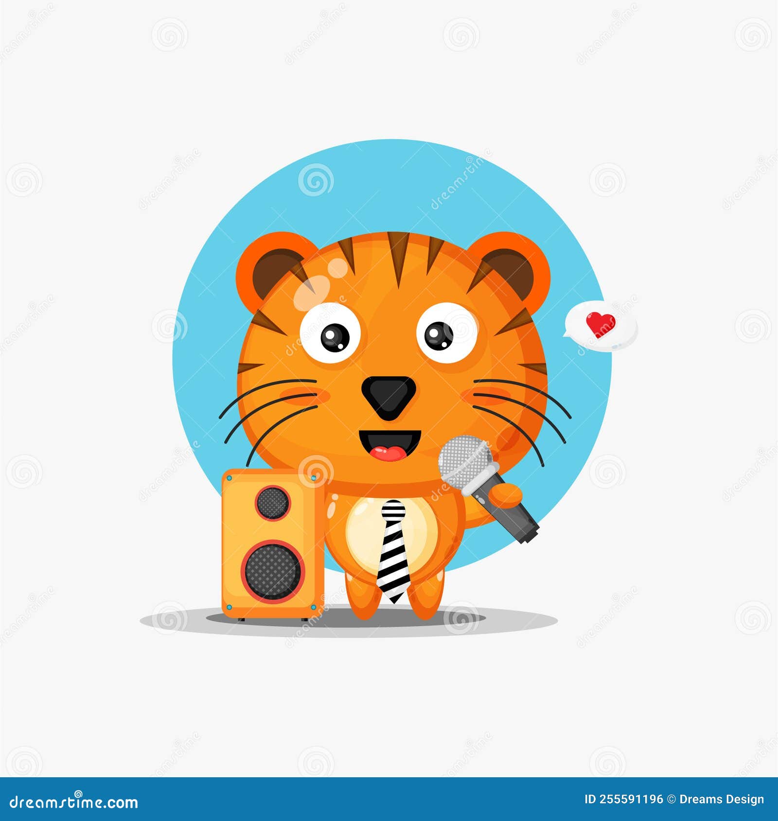 The cute lion is singing stock vector. Illustration of jungle - 255591196