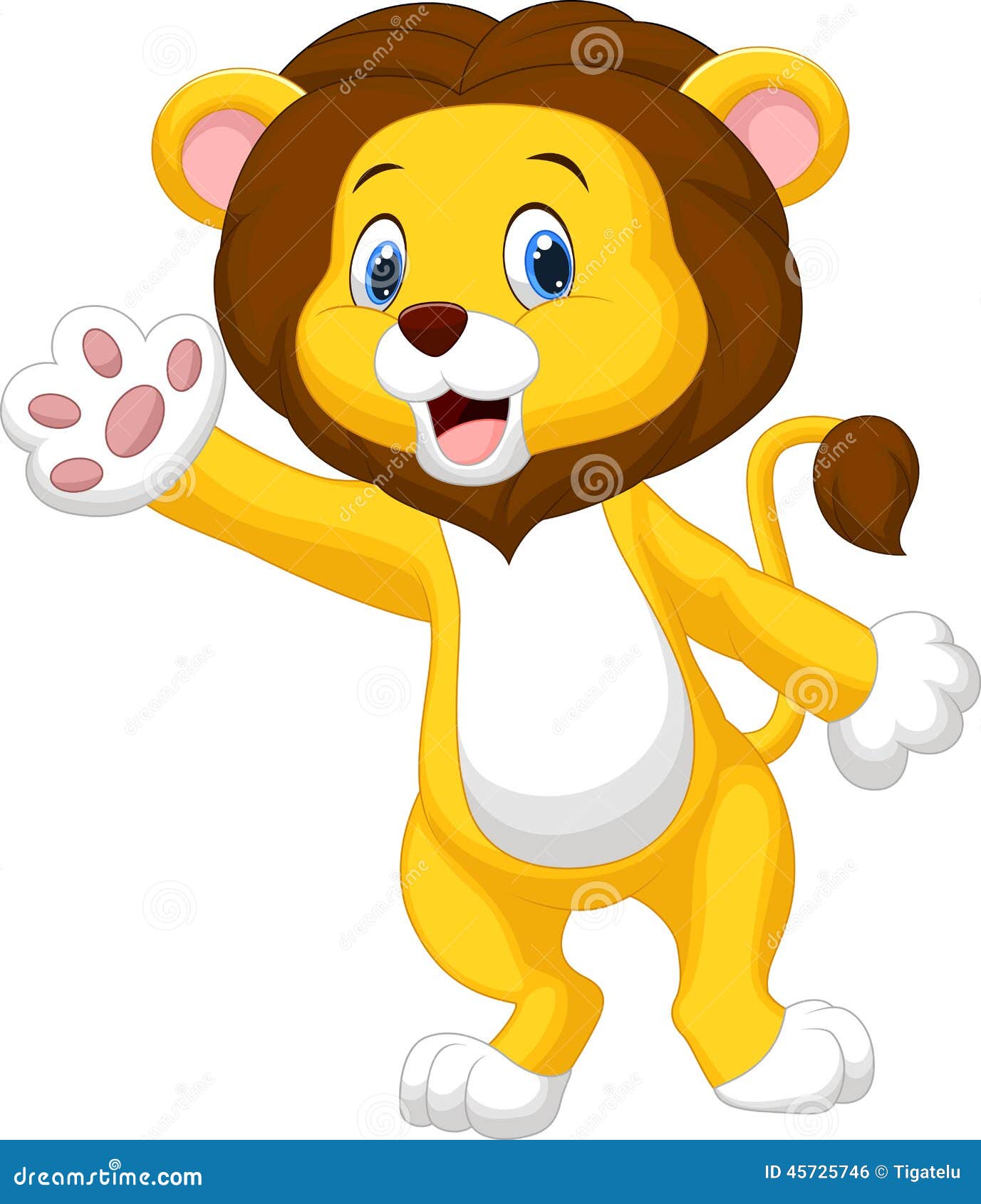 Cute lion waving hand stock vector. Illustration of mammal - 45725746