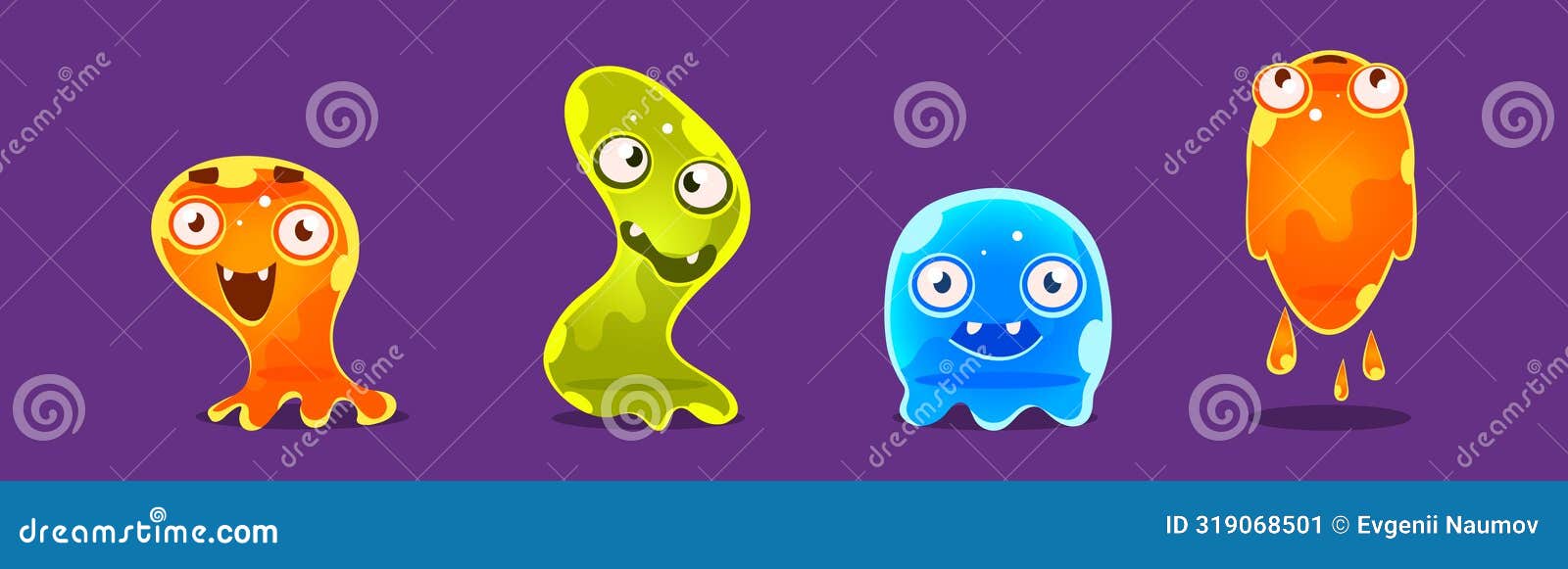 Cute Liquid Bubble Character with Face Vector Set Stock Vector ...