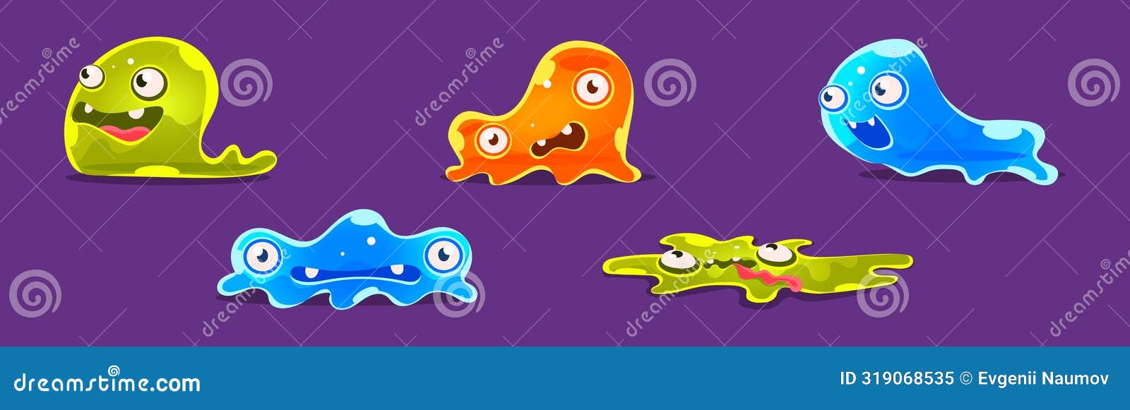 Cute Liquid Bubble Character with Face Vector Set Stock Vector ...