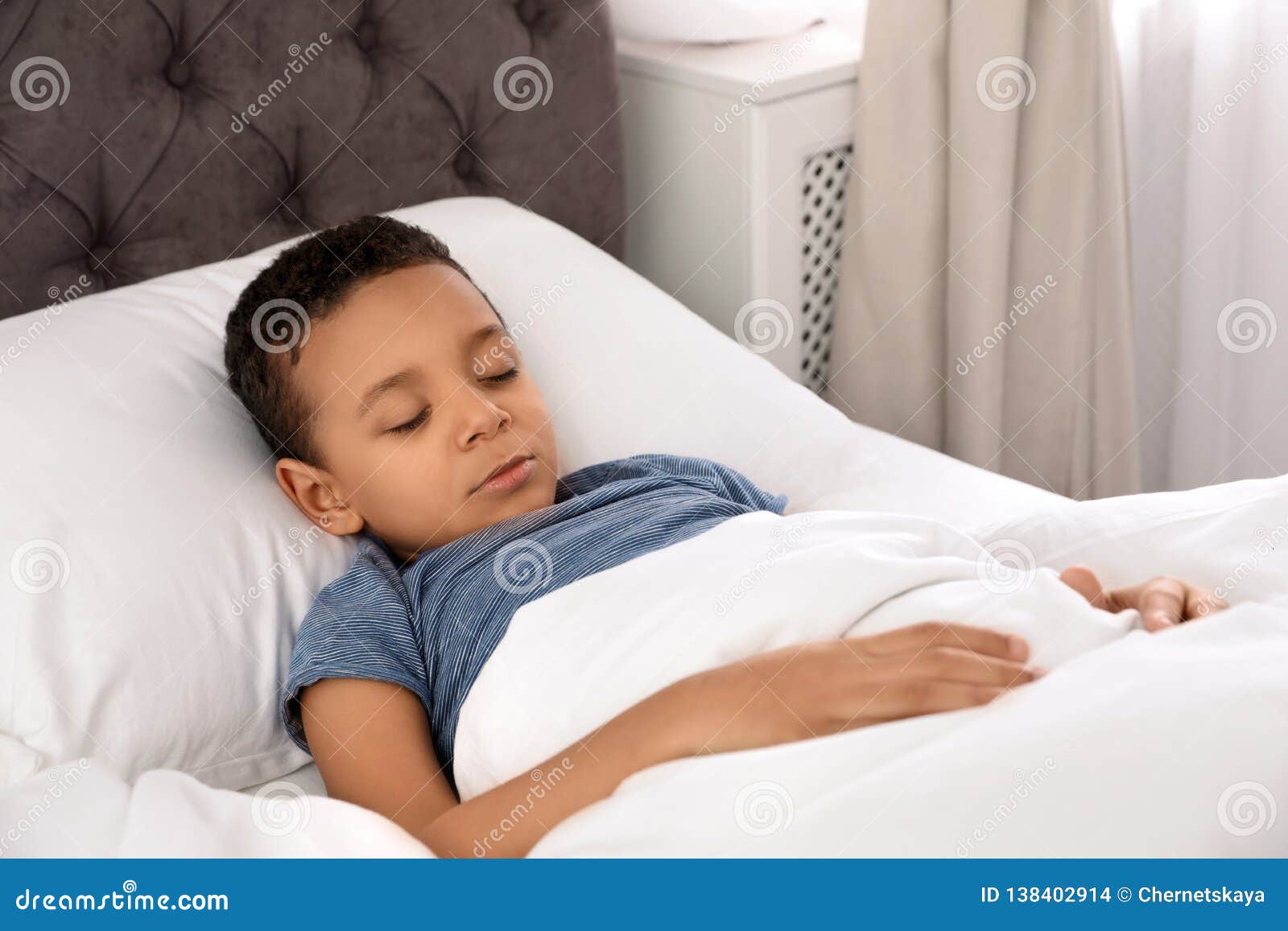 Cute Little African-American Boy Sleeping Stock Photo - Image of care ...