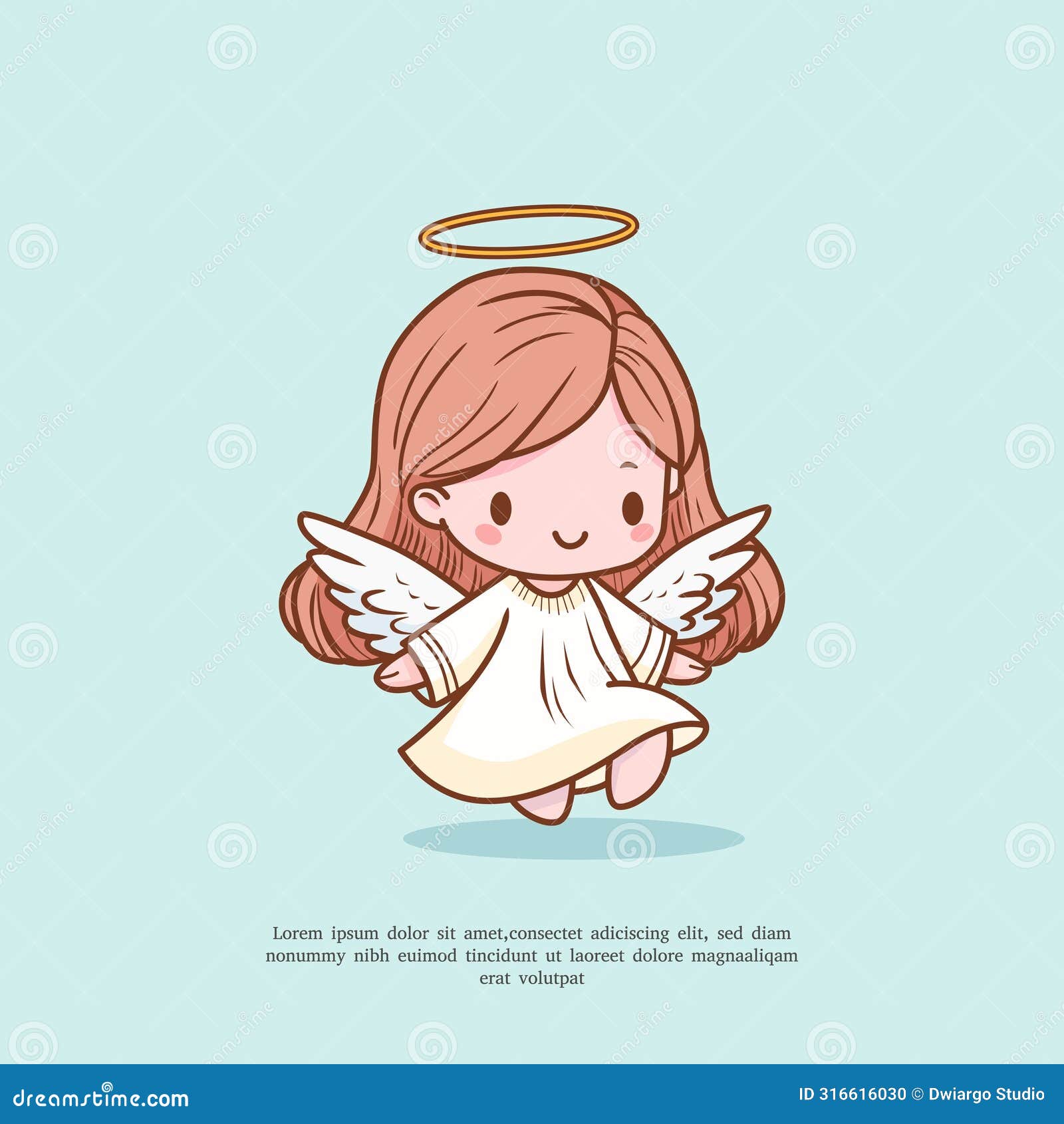 Cute Little Angel Vector Illustration in Flat Design Style Stock Vector ...