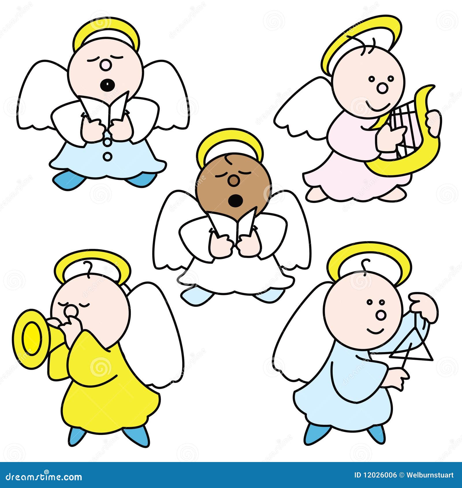 Cute little angels 2009 B stock illustration. Illustration of harp ...