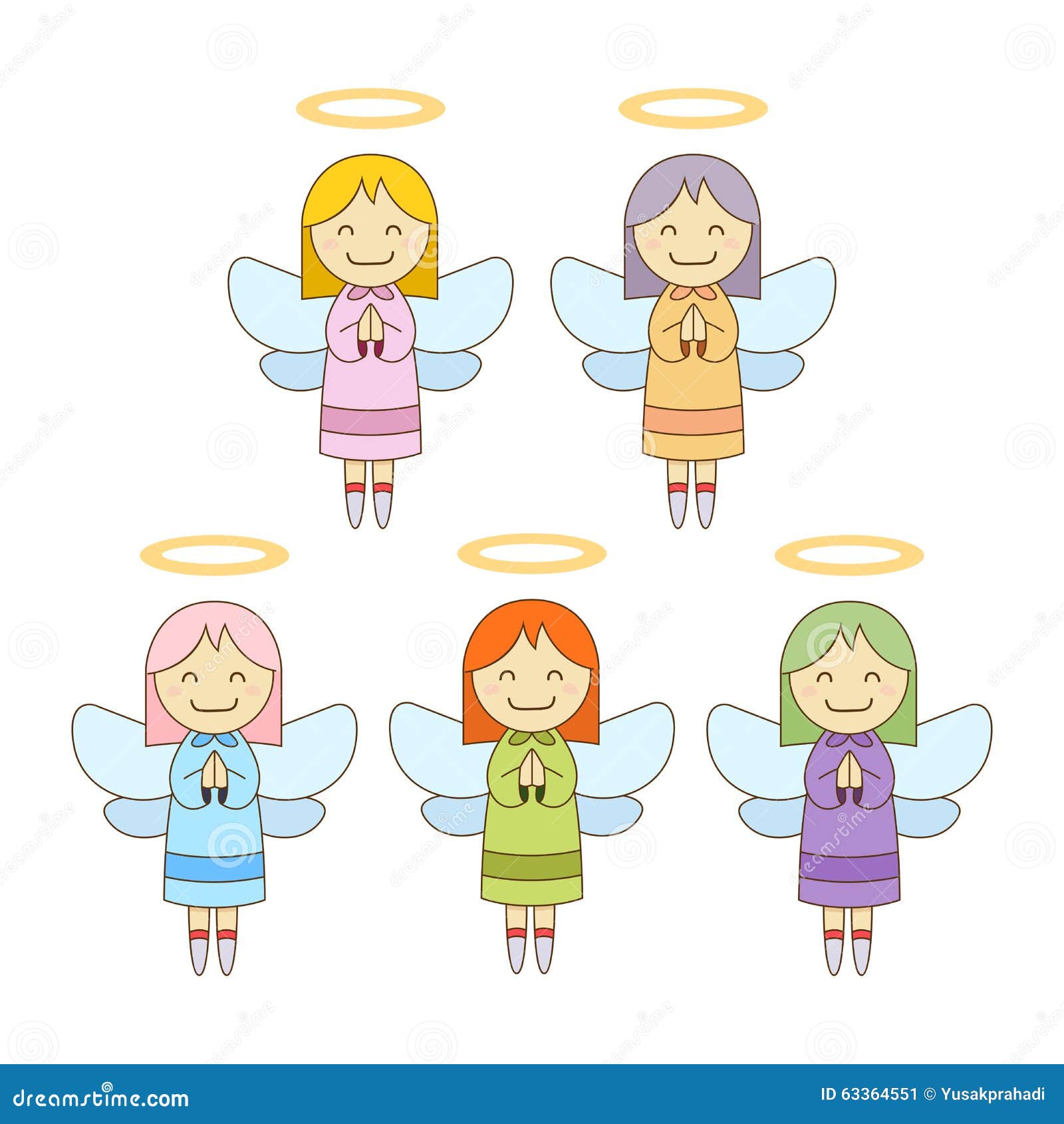 Cute Little Angels in Different Colour Stock Vector - Illustration of ...