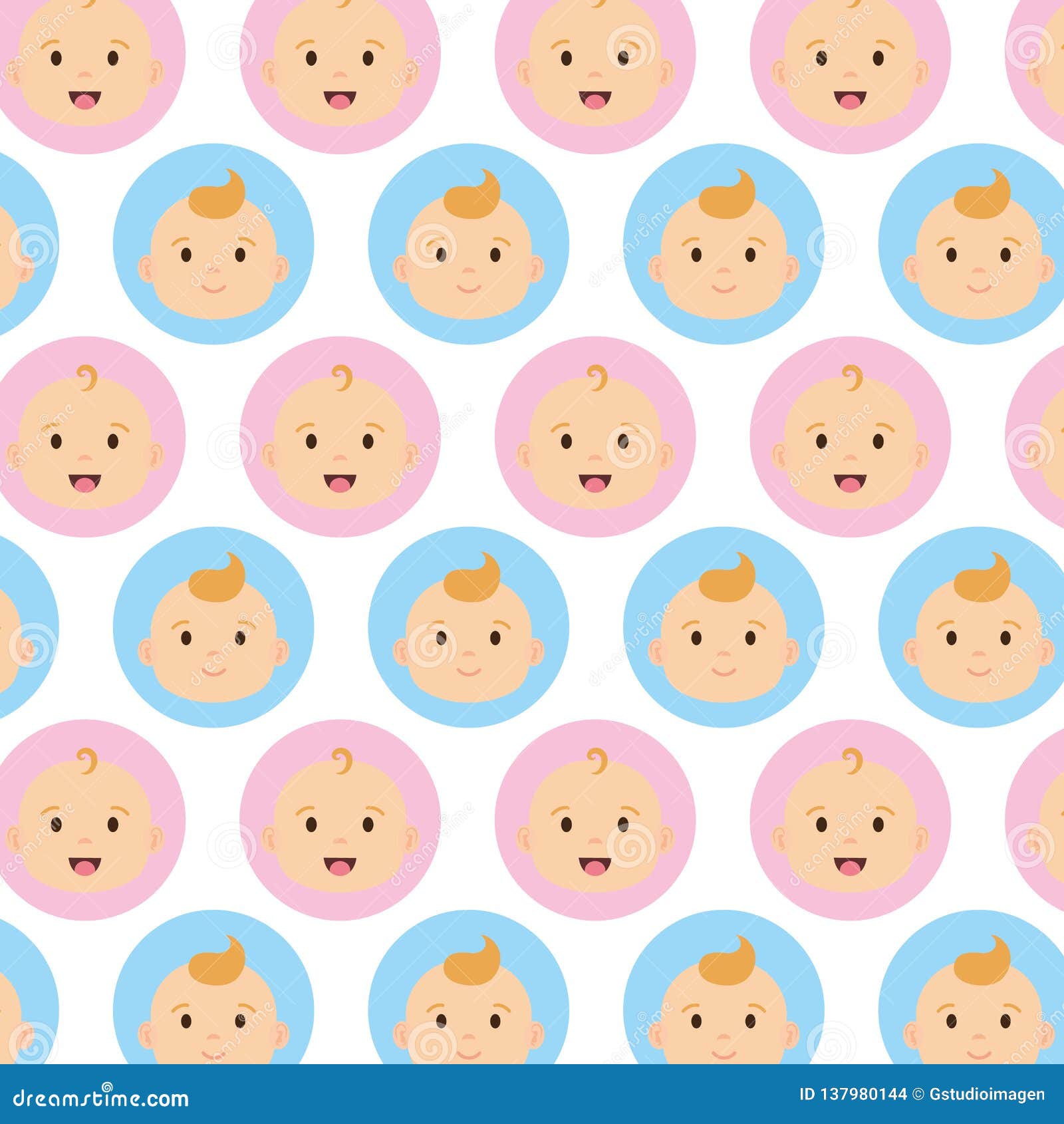 Cute and Little Babies Heads Pattern Stock Vector - Illustration of ...