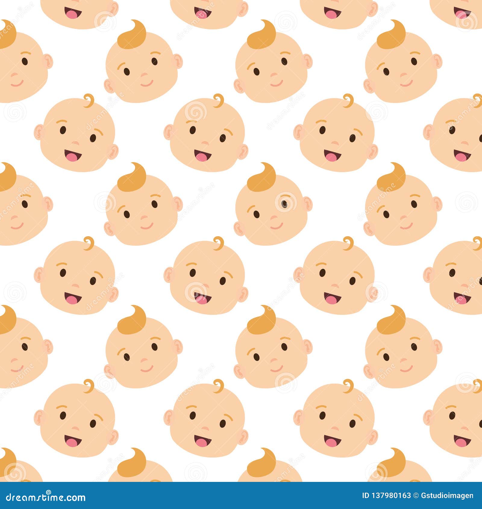 Cute and Little Babies Heads Pattern Stock Vector - Illustration of ...