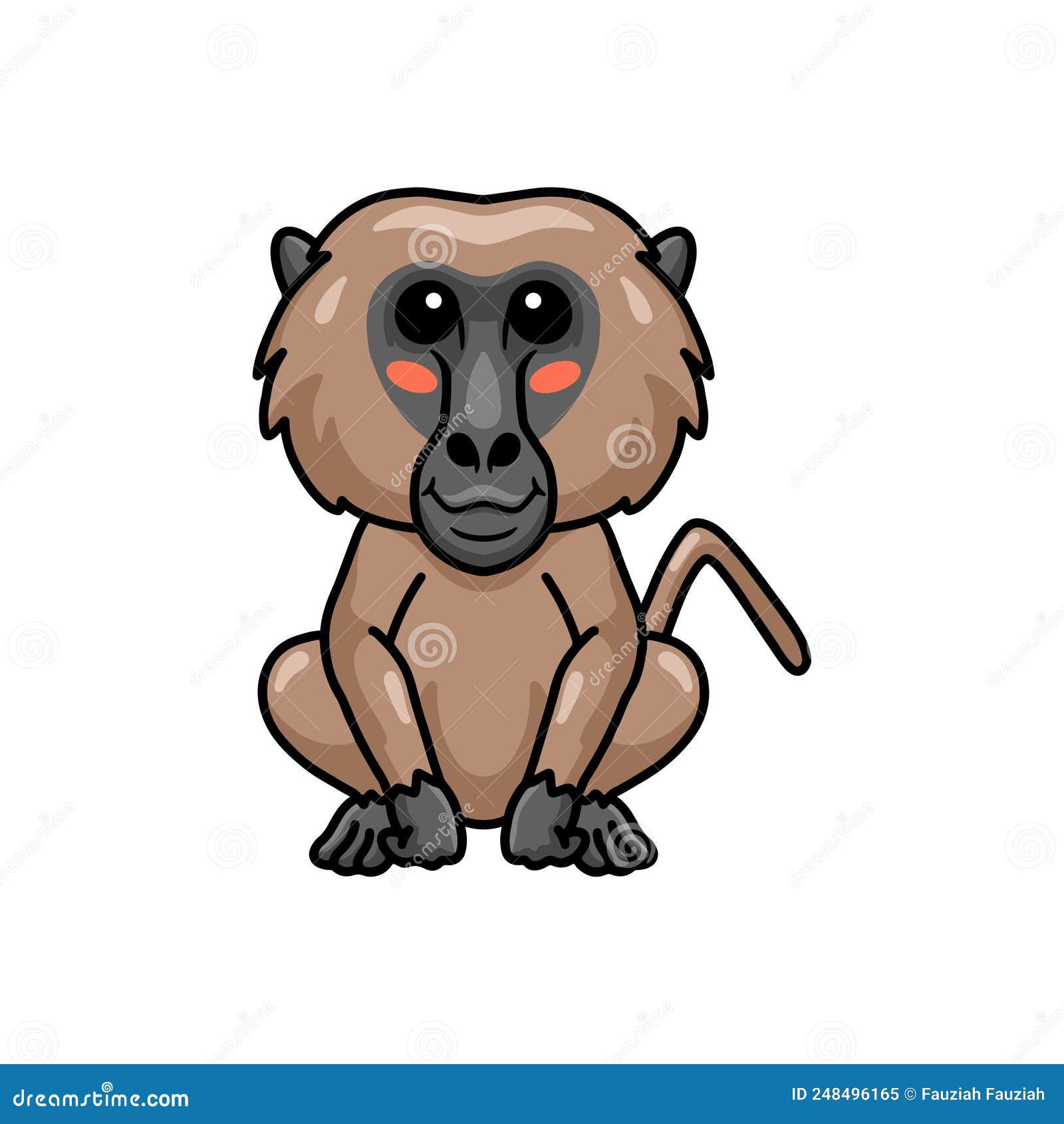 Cute Little Baboon Monkey Cartoon Stock Vector - Illustration of forest ...