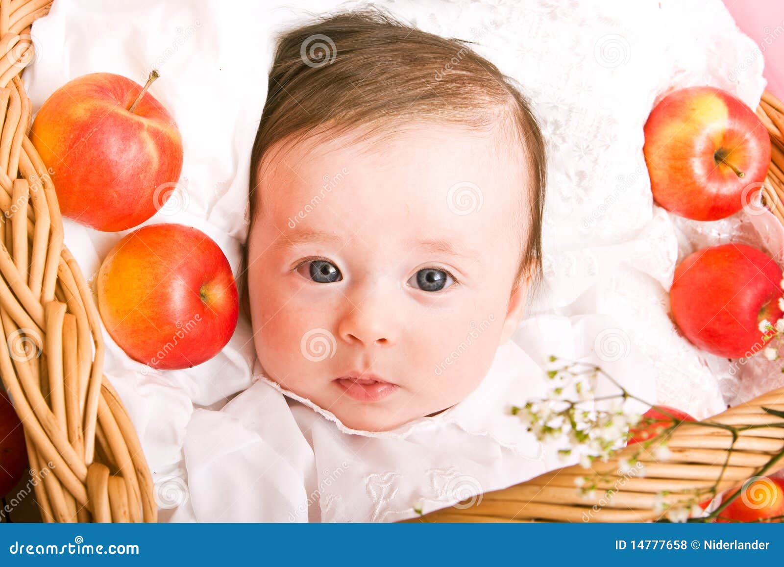 Cute Little Baby with Apples Stock Photo - Image of love, innocence ...