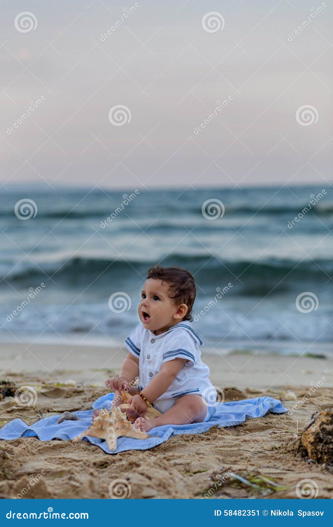Cute Little Baby on the Beach Stock Image - Image of happy, infant ...