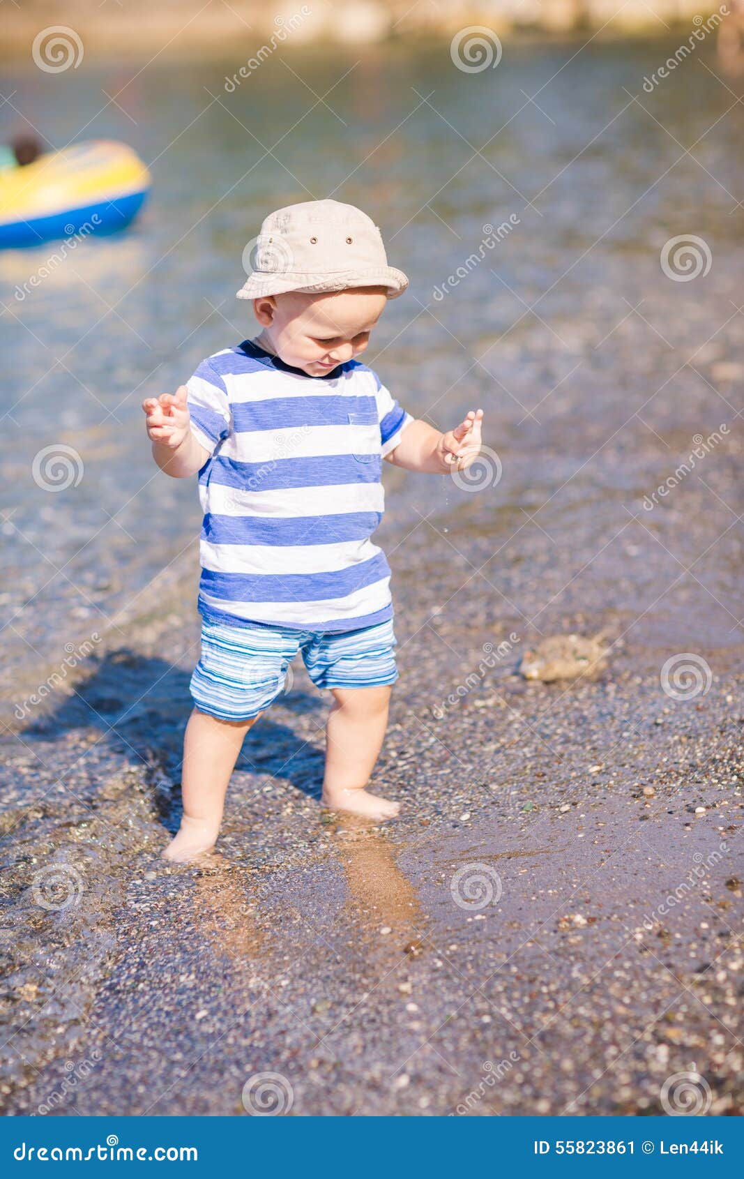 Cute Little Baby Boy Exploring the Beach Stock Image - Image of baby ...
