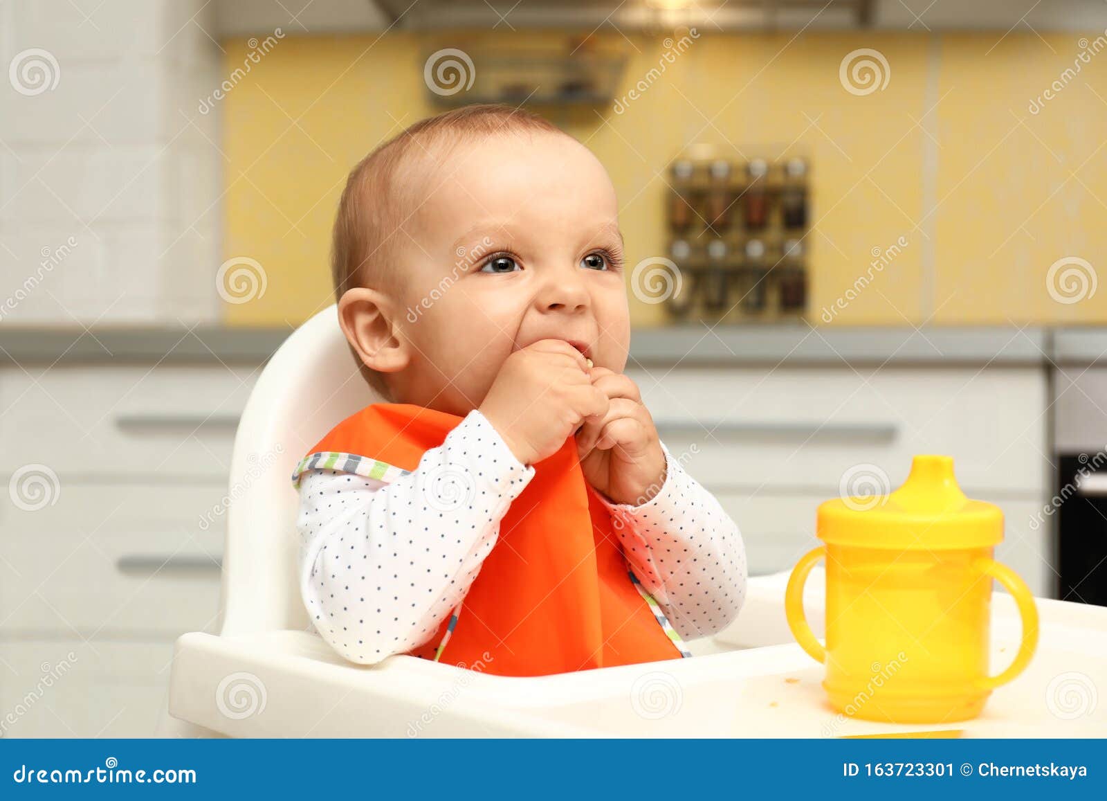 Cute Little Baby Eating Cookie Stock Image - Image of carefree ...