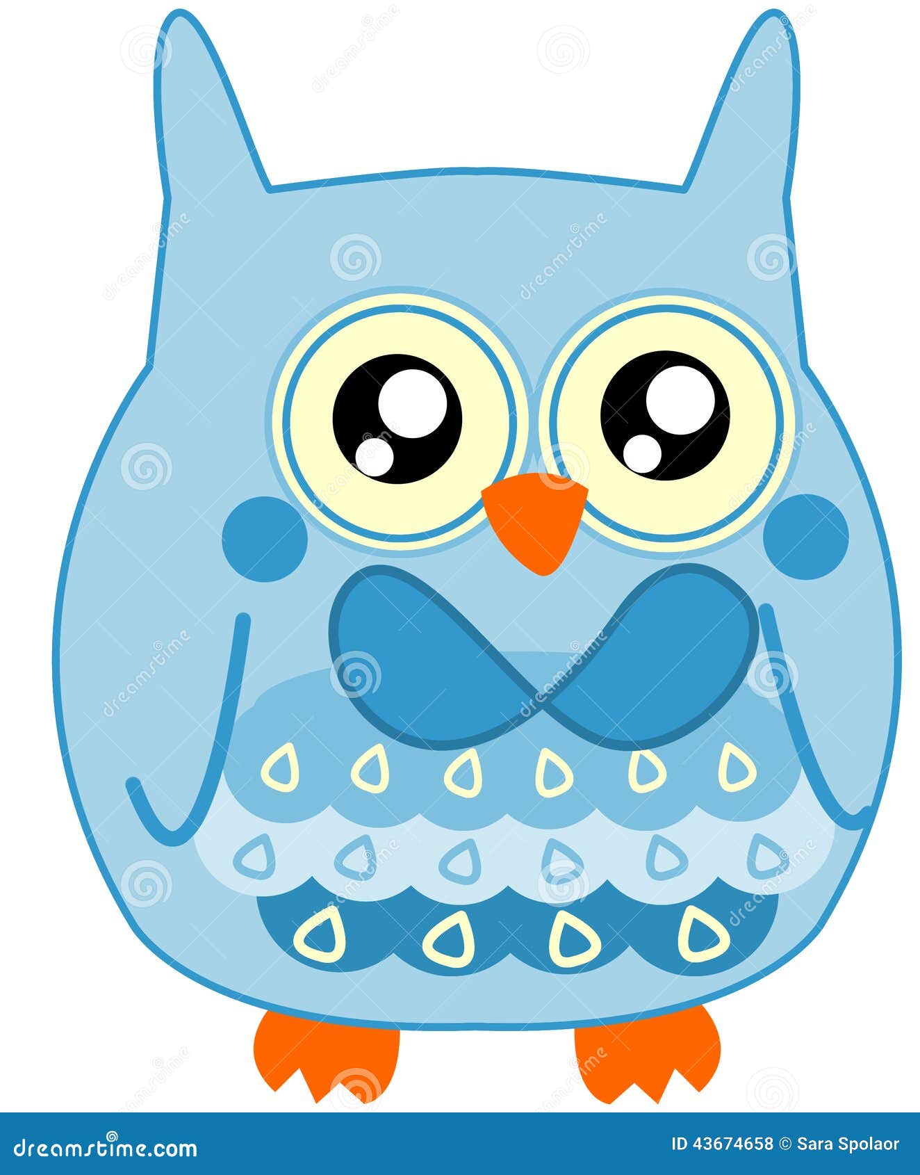 Cute Little Baby Light Blue Owl with Bow Tie Stock Illustration ...