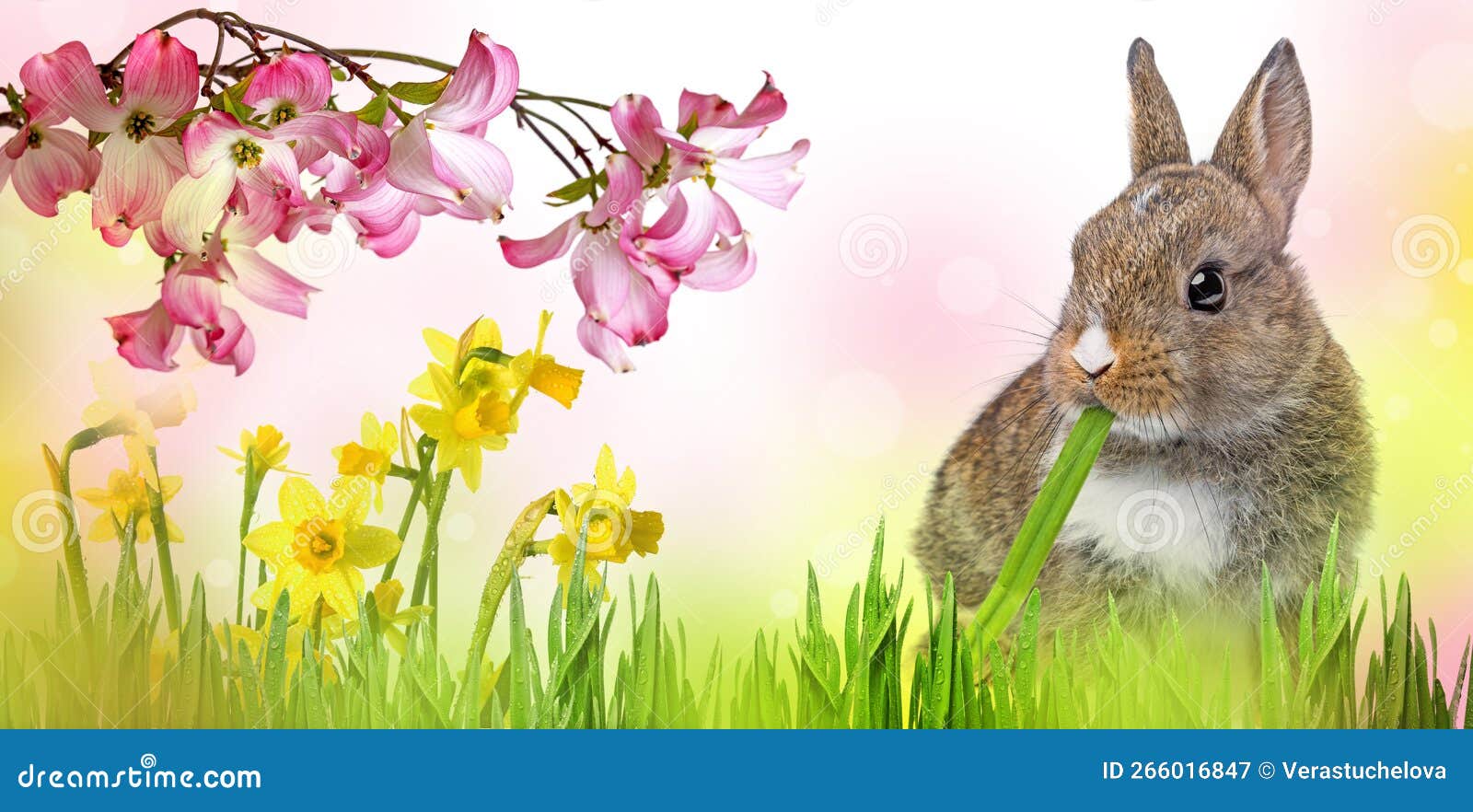Cute Little Baby Rabbit Eating a Grass Stock Image - Image of isolation ...