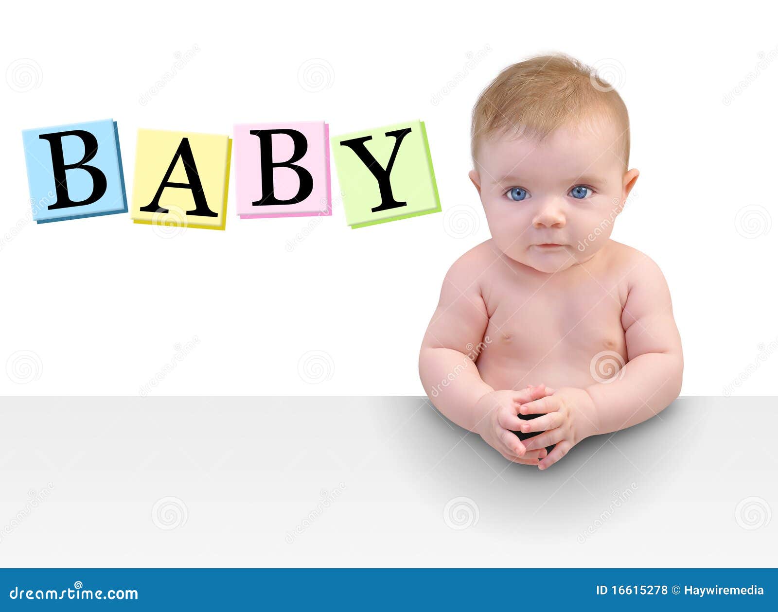 Cute Little Baby Sitting at Table on White Stock Photo - Image of ...