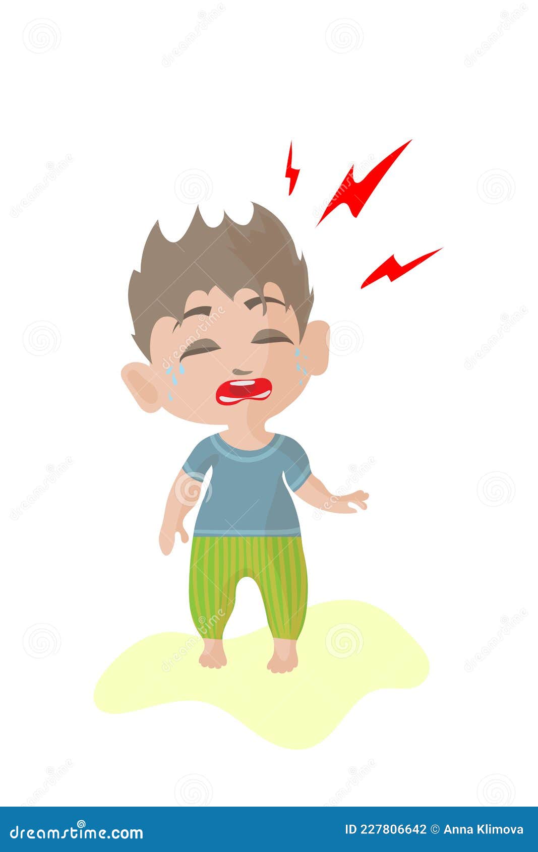 A Cute Little Baby is Standing and Crying. Stock Vector - Illustration ...
