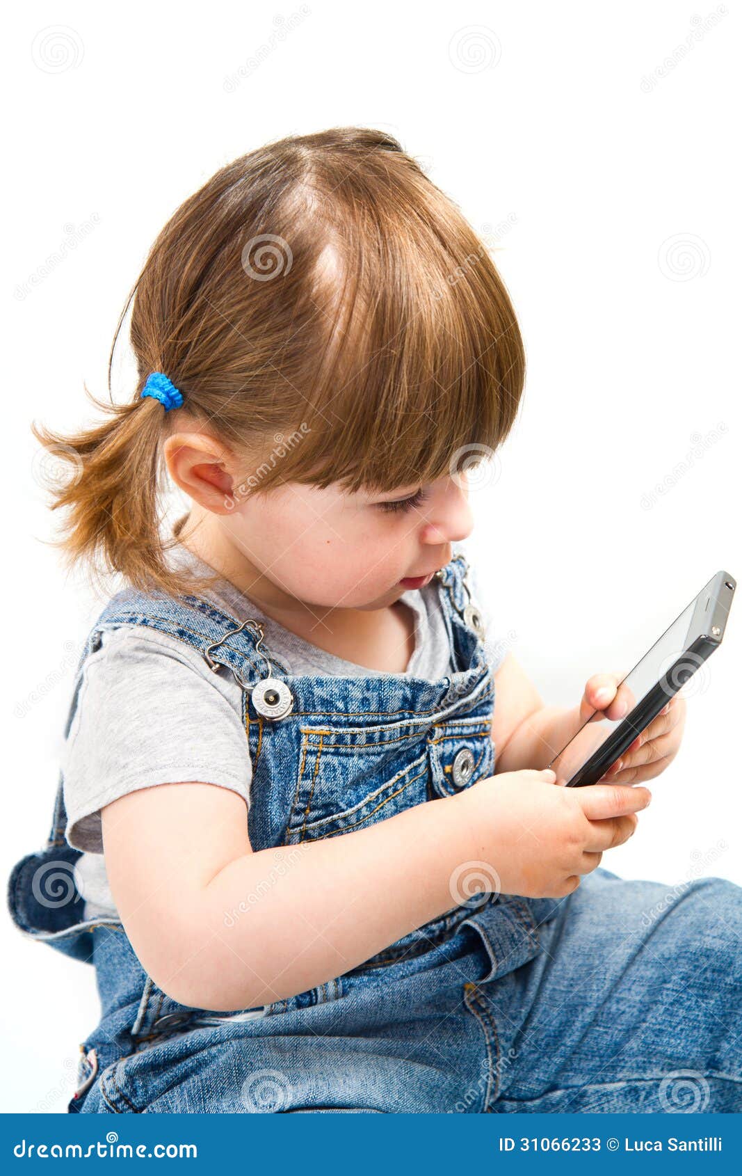 Cute Little Baby is Talking on Cell Phone Stock Image - Image of female ...