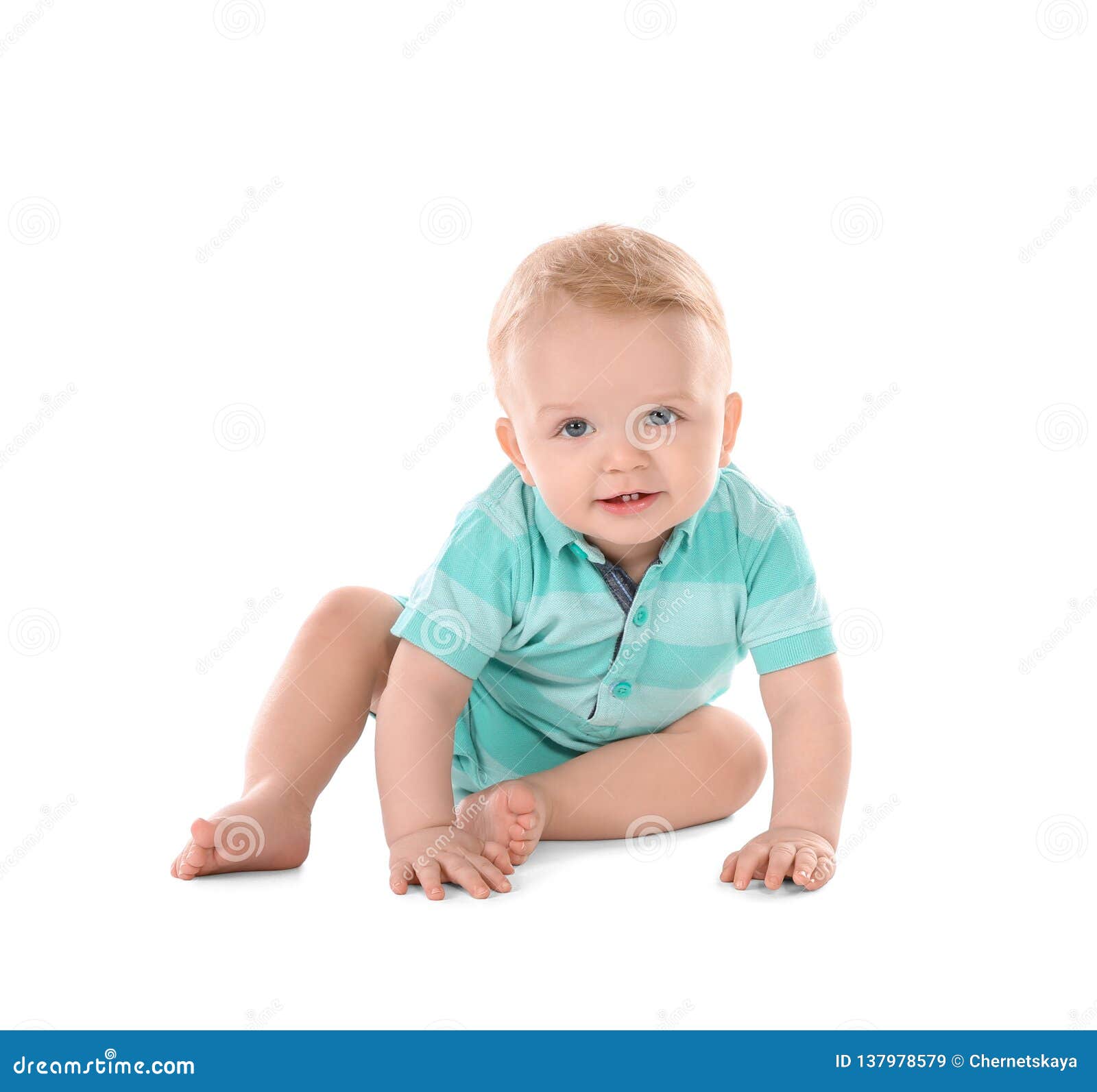 Cute Little Baby on White Background Stock Image - Image of cute ...
