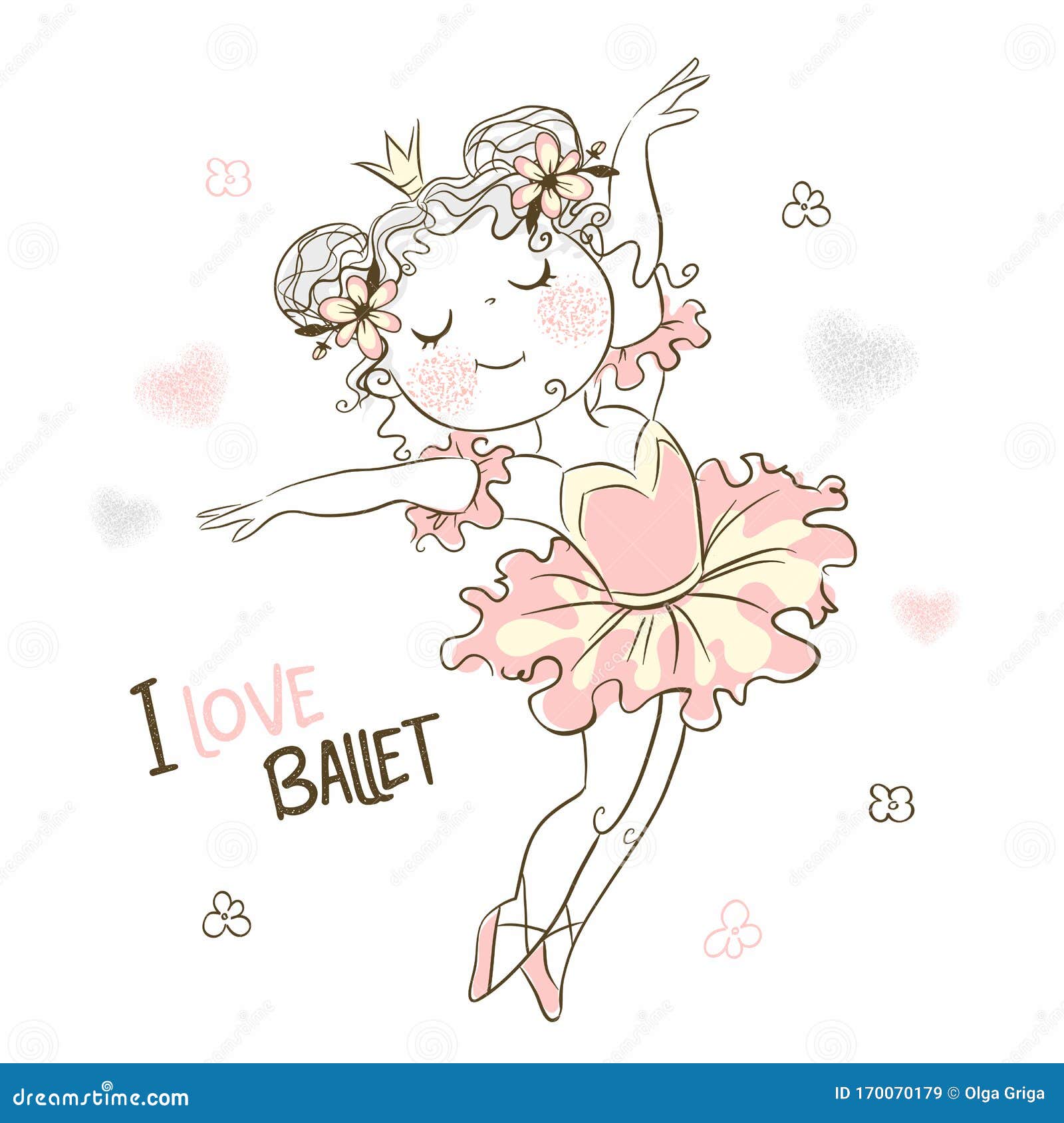 A Cute Little Ballerina in a Pink Tutu is Dancing. Vector Stock ...
