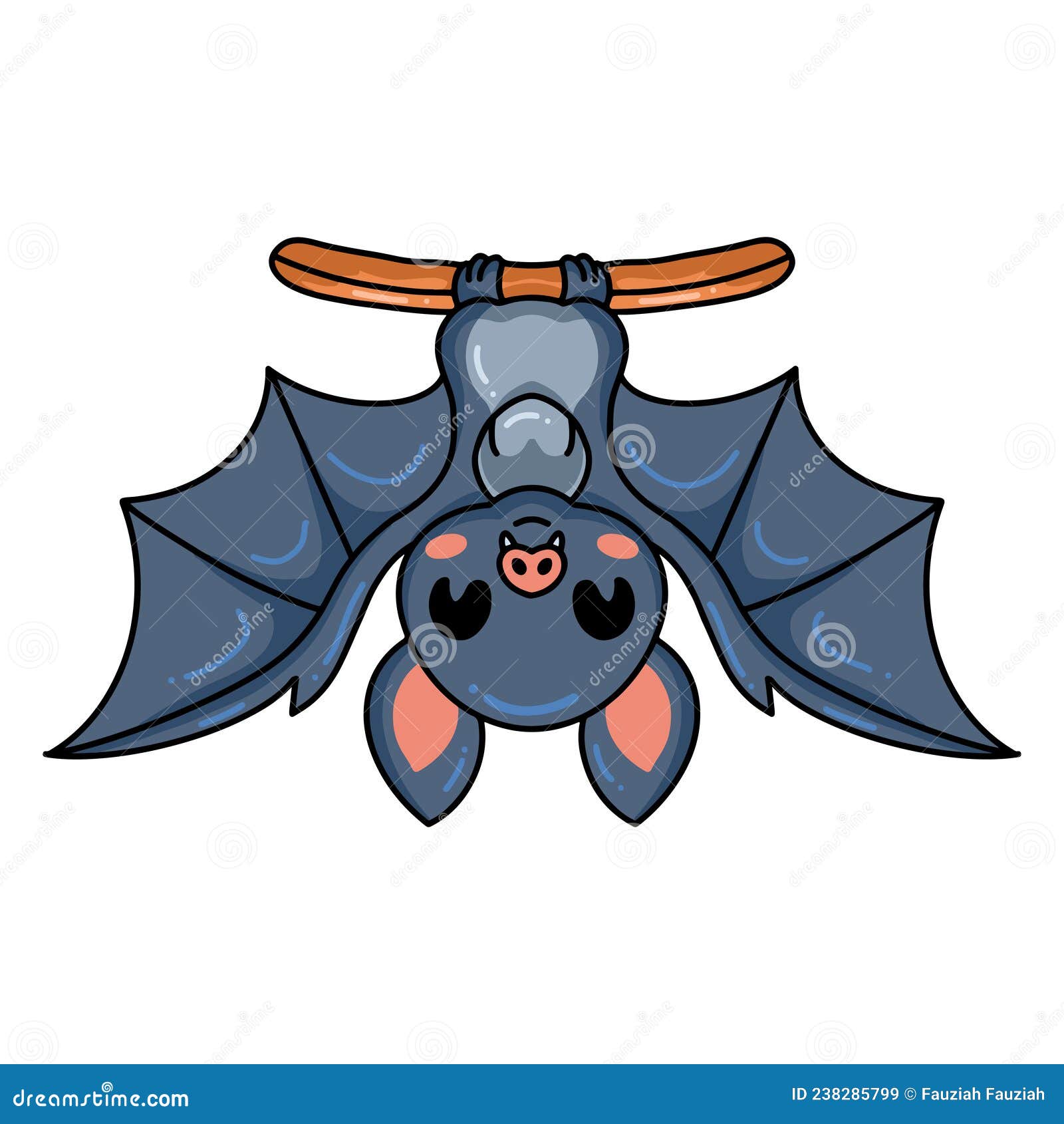 Cute Little Bat Cartoon Hanging on Tree Stock Vector - Illustration of ...