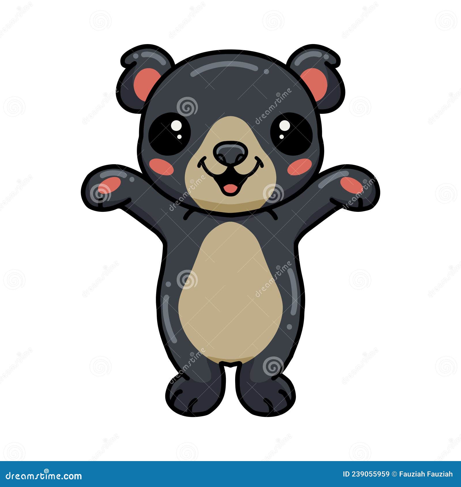 Cute Little Bear Cartoon Raising Hands Stock Vector - Illustration of ...