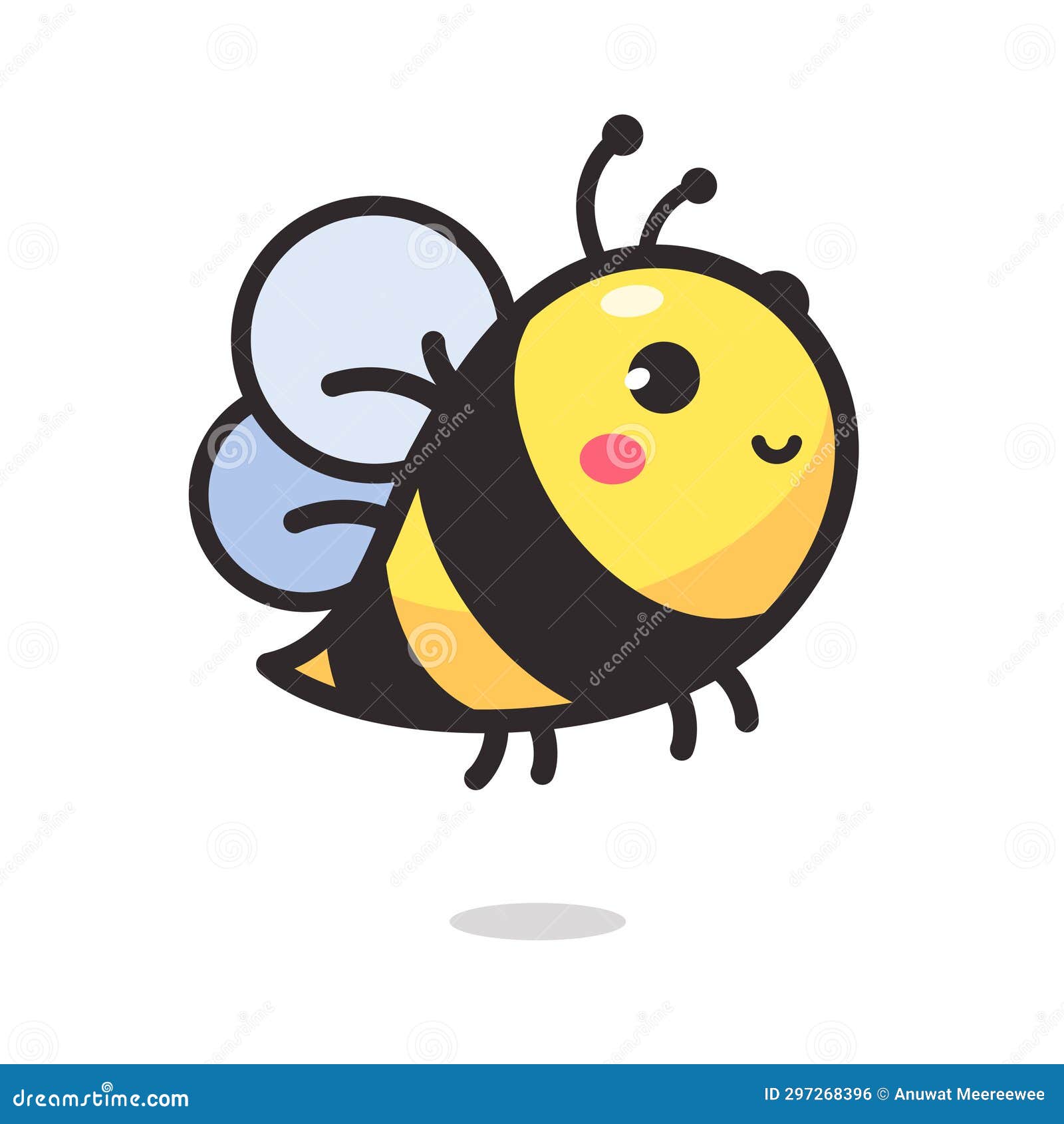 Cute Little Bee Smiling for Decorating Desserts with Honey Stock Vector ...