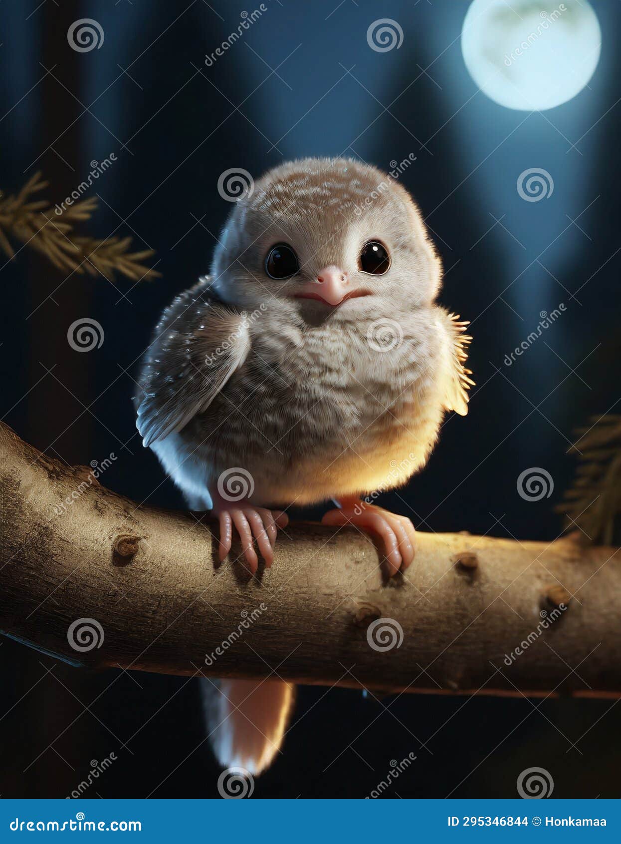 Cute little bird at night stock illustration. Illustration of cute ...