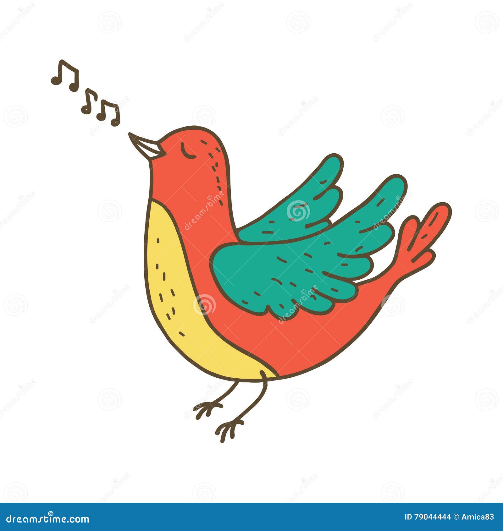 Cute little bird singing. stock vector. Illustration of gesturing ...