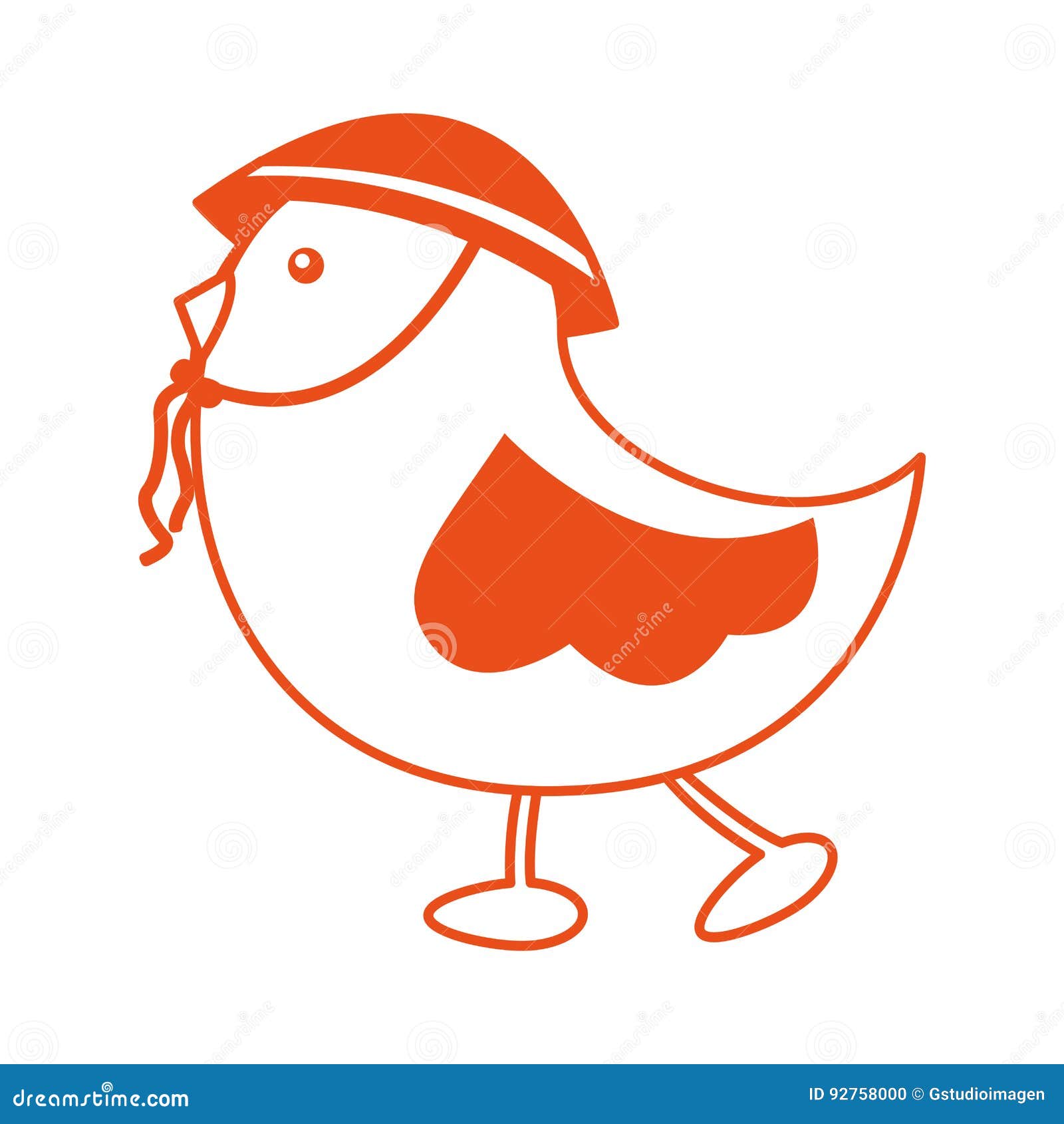 Cute little bird walking stock vector. Illustration of cartoon - 92758000
