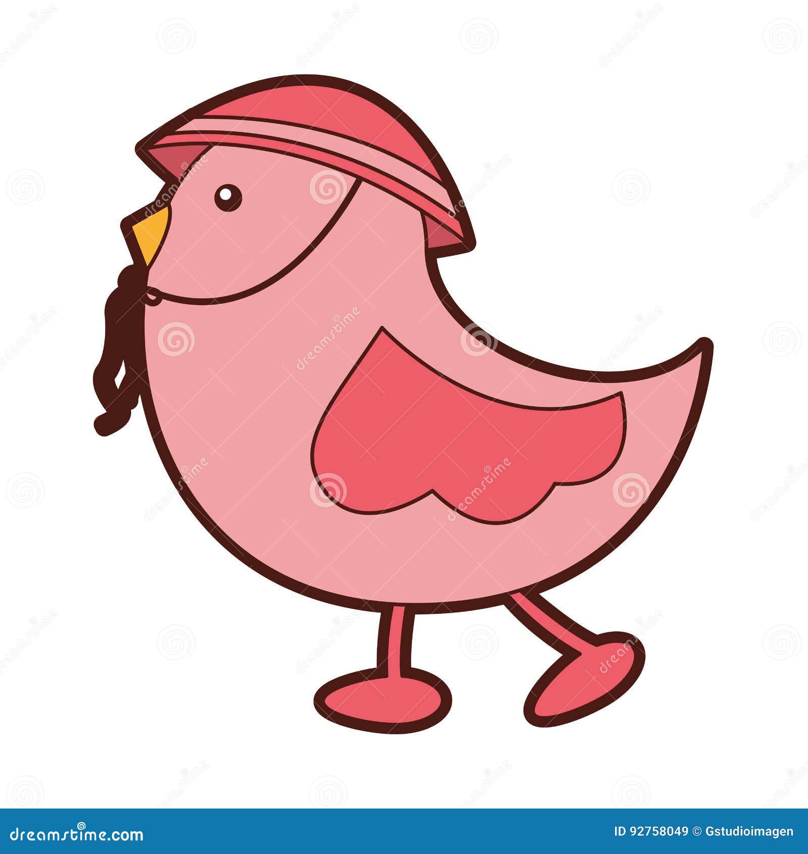 Cute little bird walking stock vector. Illustration of design - 92758049