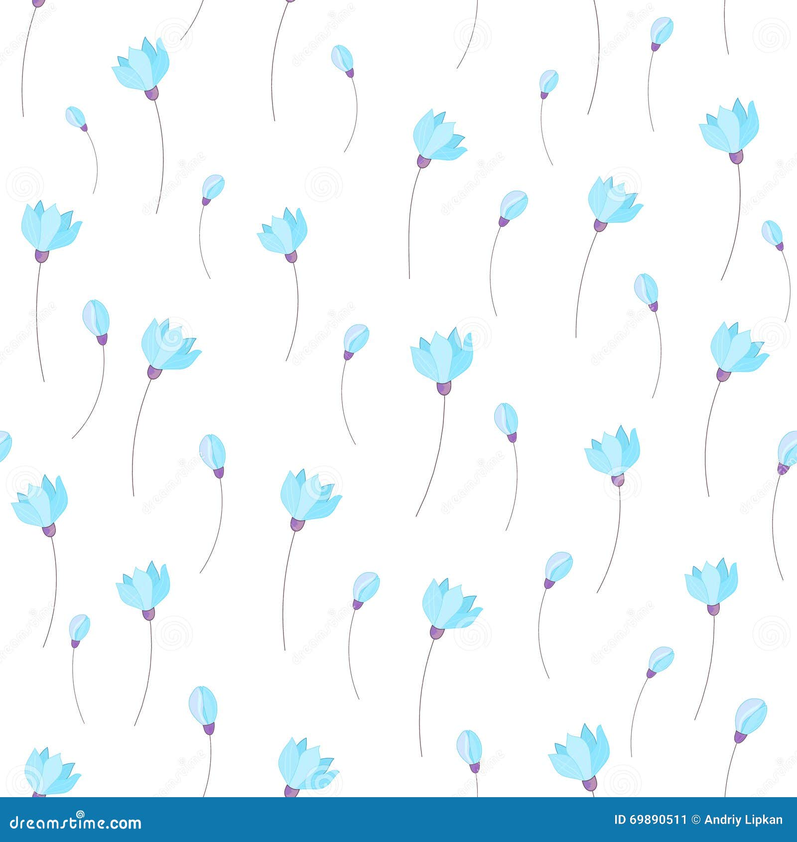 Cute Little Blue Flowers Seamless Pattern Background. Stock ...