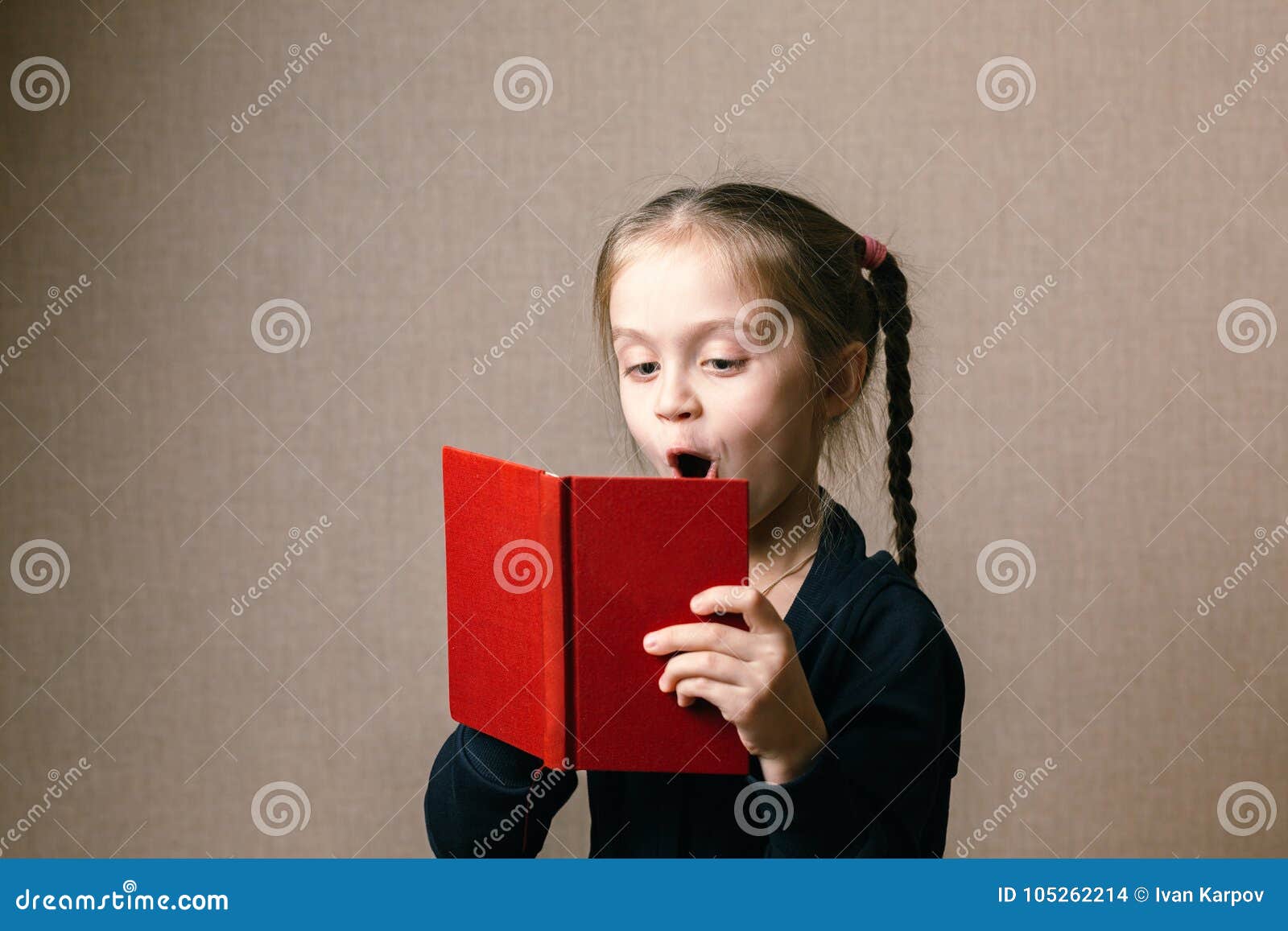 Cute little with book stock photo. Image of emotion - 105262214