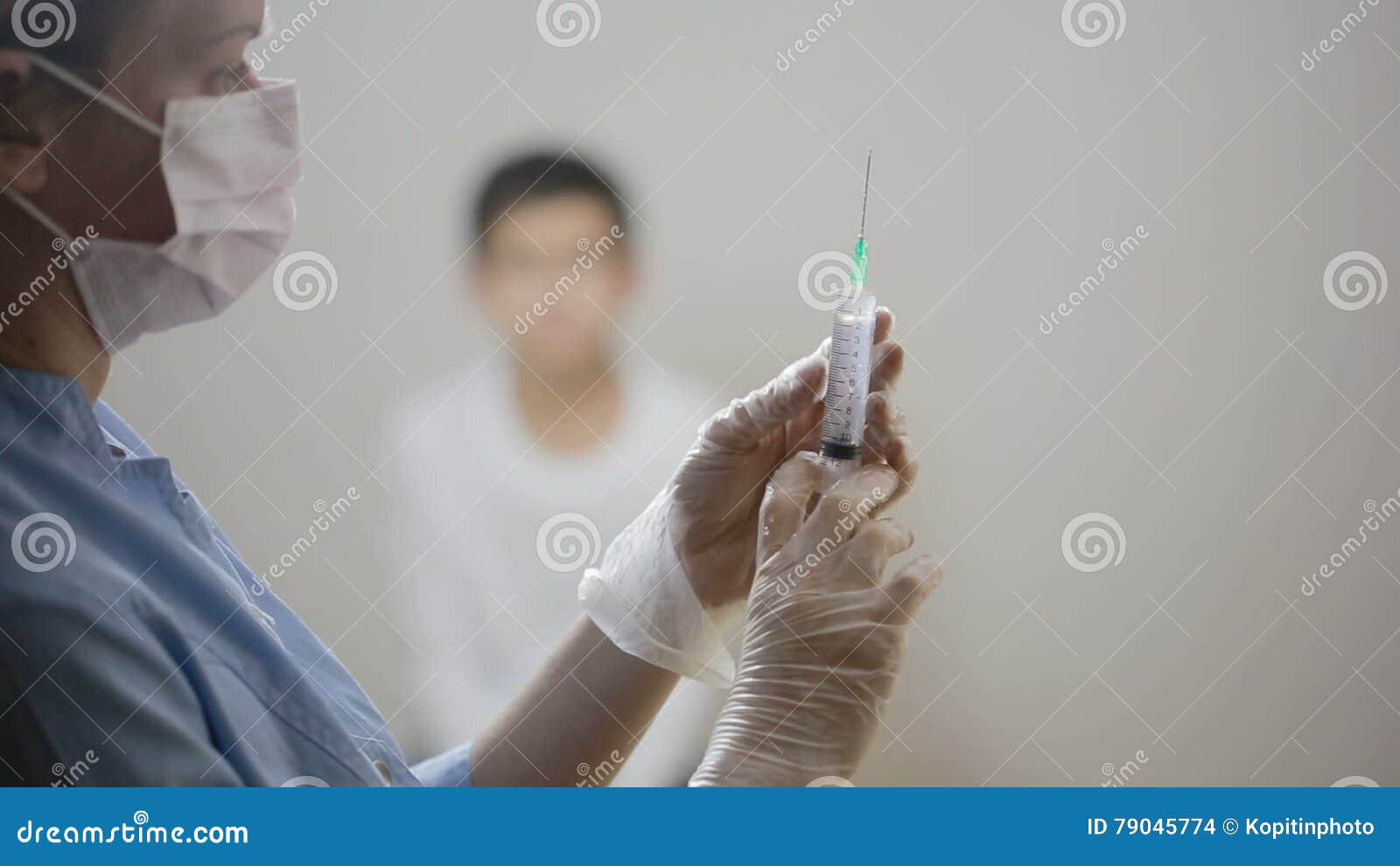 Cute Little Boy Afraid of Injection. Nurse Prepares a Syringe Stock ...