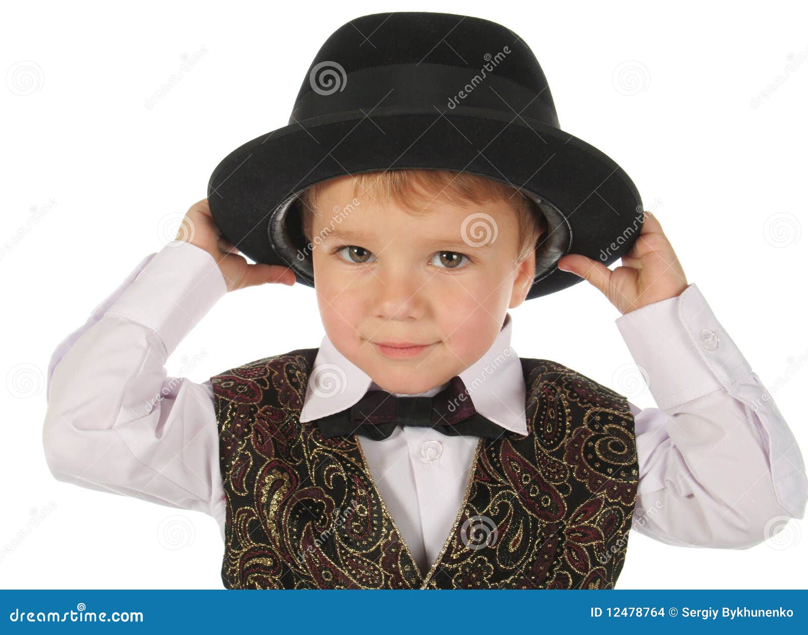 Cute Little Boy in Black Hat Stock Photo - Image of symbol, suit: 12478764