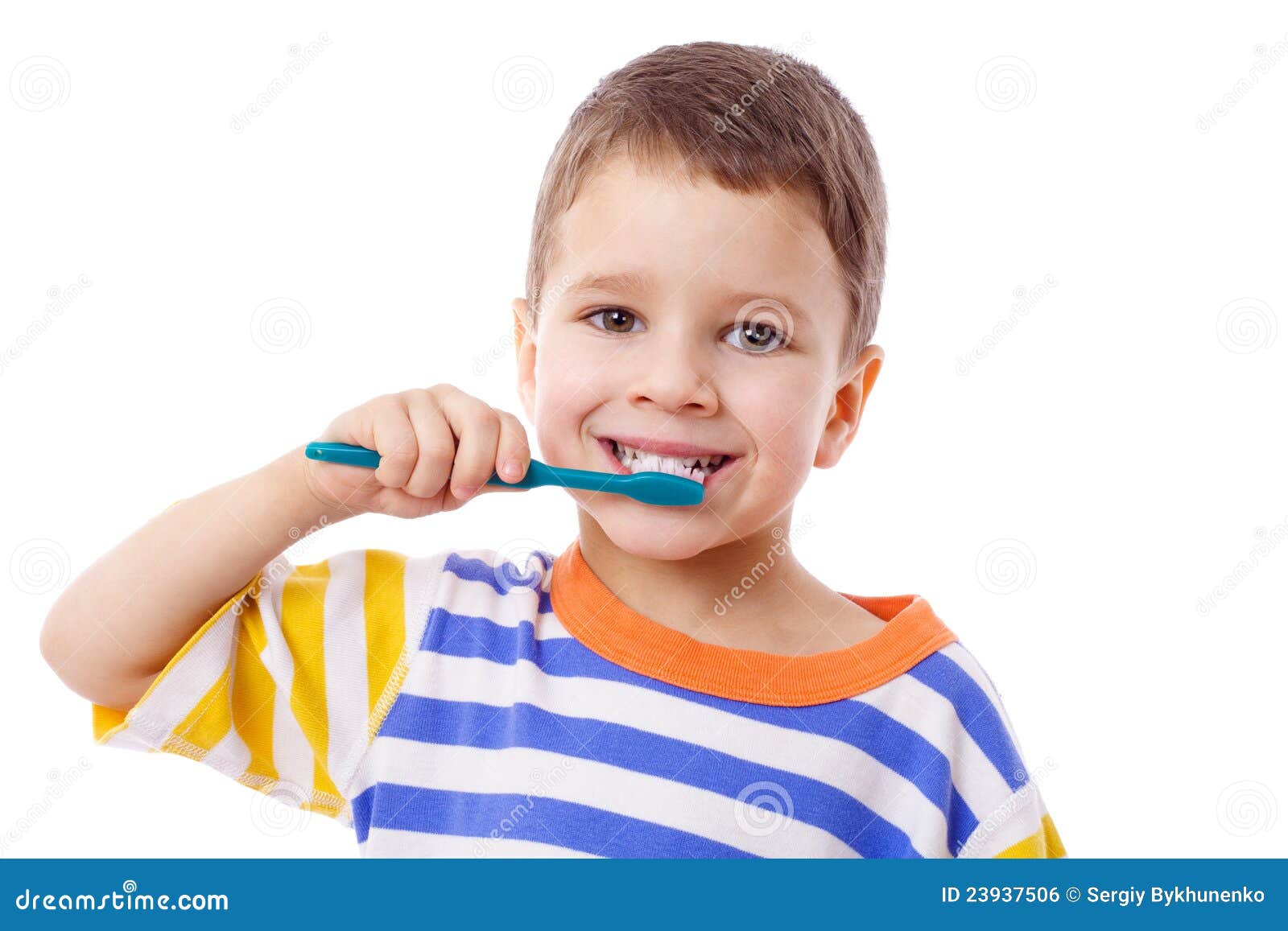 Cute Little Boy Brushing Teeth Stock Photo - Image of prevention, mouth ...