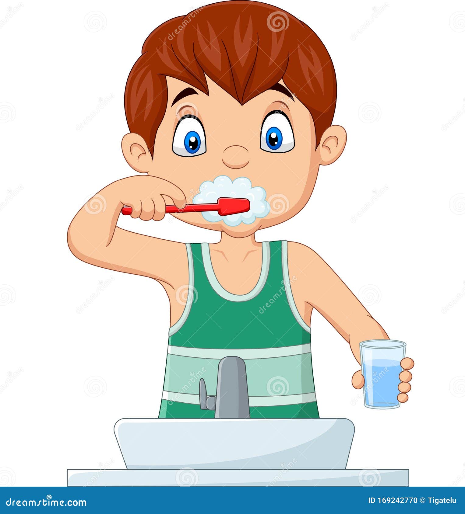 Boy Brushing Teeth Clipart