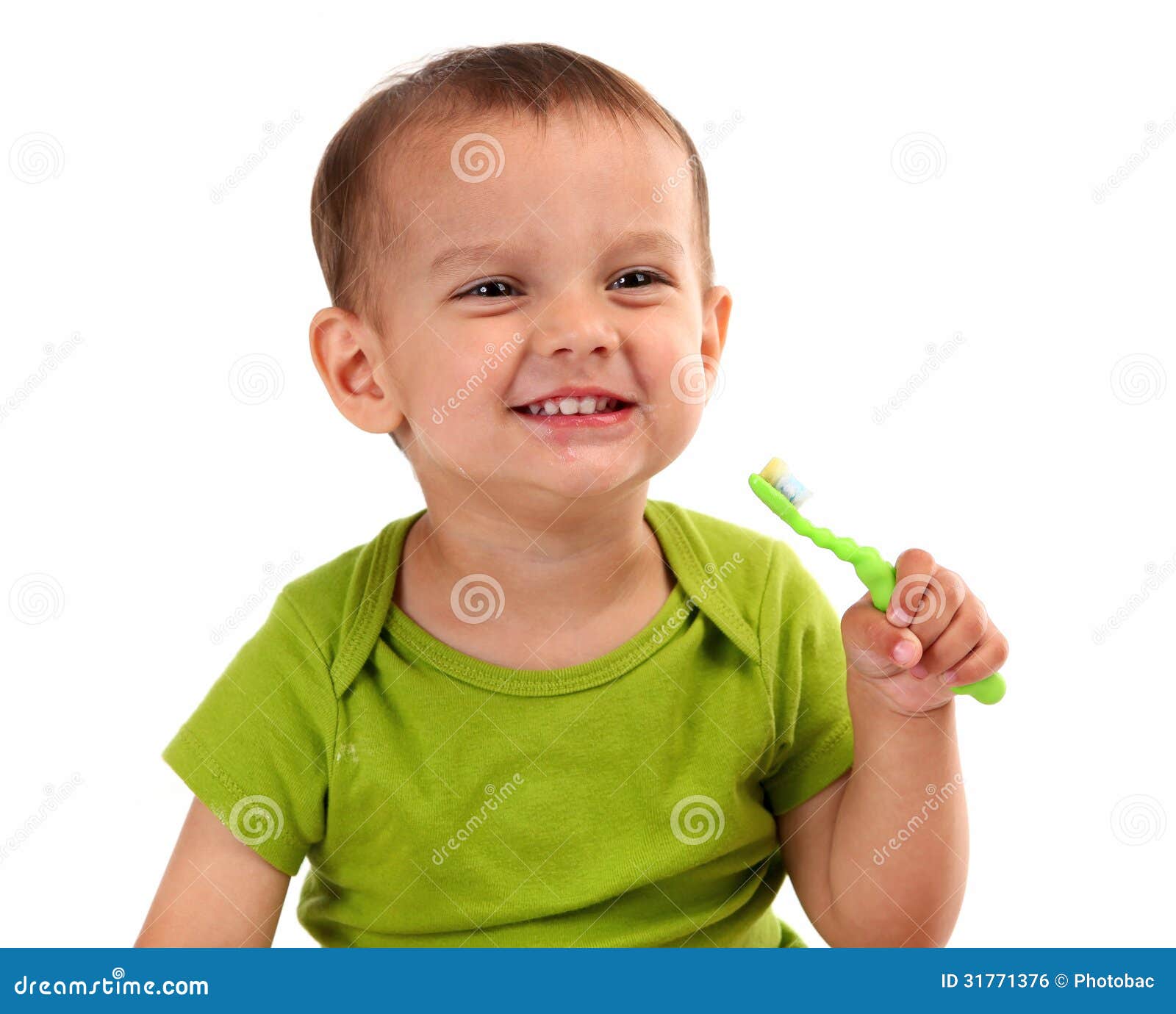 Cute Little Boy Brushing Teeth Stock Photo - Image of male, enjoy: 31771376