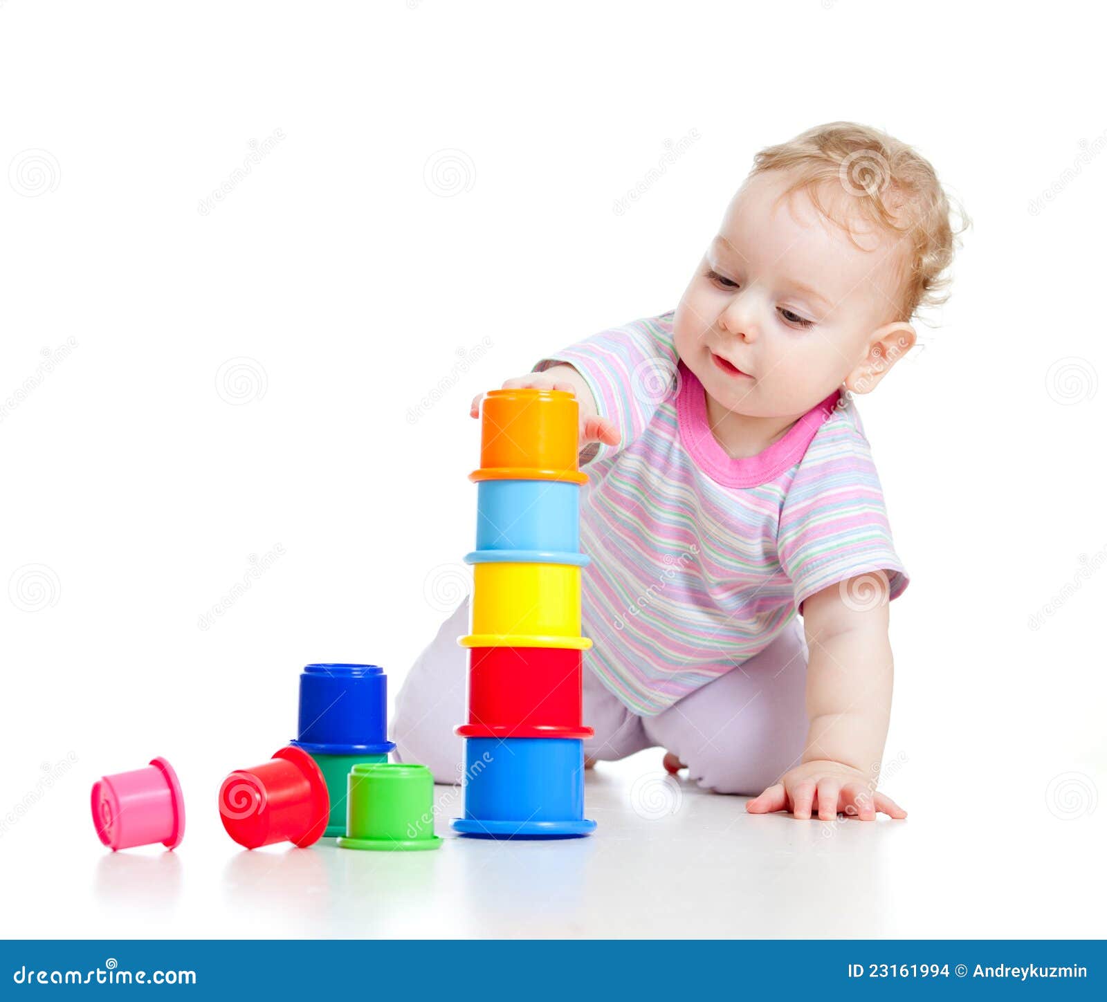 Cute Little Boy Building Tower Stock Photography | CartoonDealer.com ...