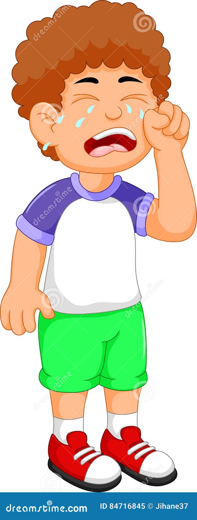 Set Of Cartoon Crying Emoji Faces With Tear Drops And Puddles. Weeping ...