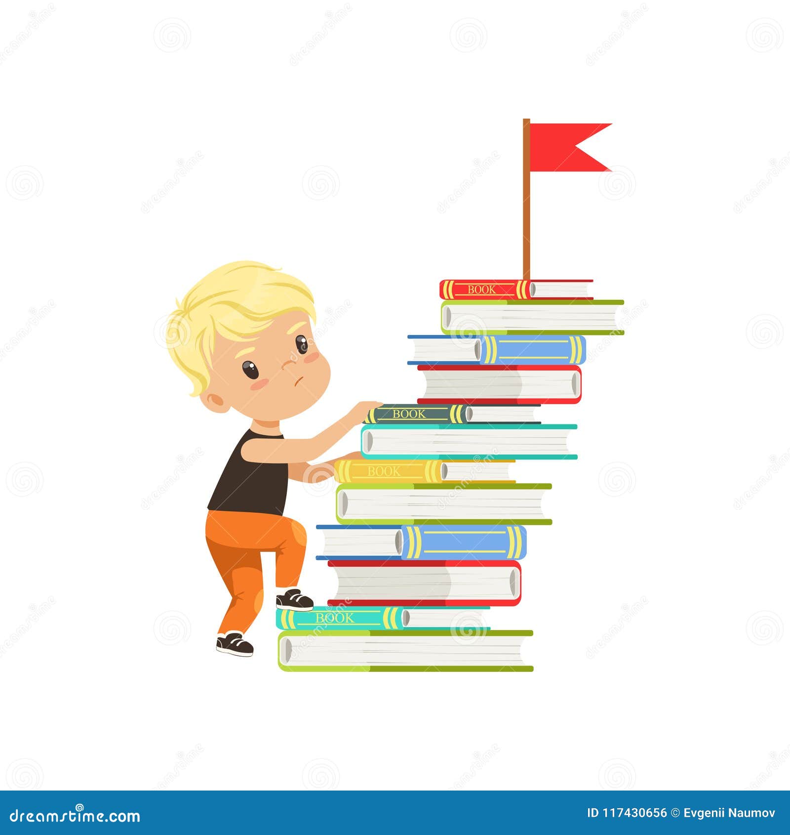 Cute Little Boy Character Climbing Stairs Made of Books Vector ... Cute Little Boy Character Climbing Stairs Made of Books Vector ...