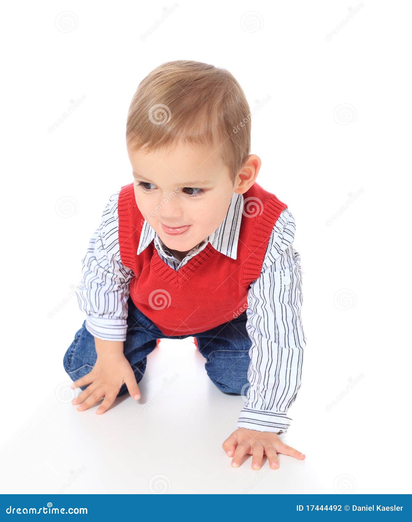 Cute Little Boy Crawling Around Stock Photo - Image of childhood ...