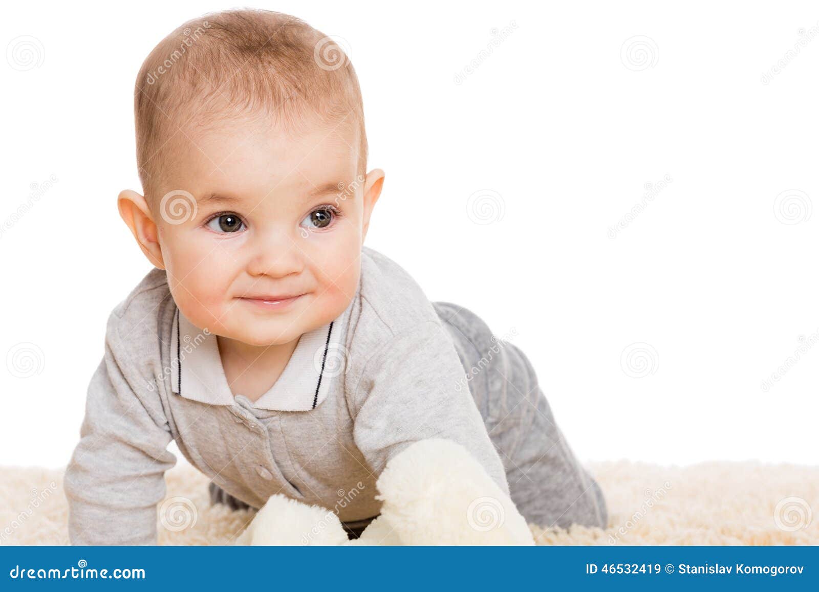 Cute Little Boy Crawling on the Carpet Stock Image - Image of happy ...