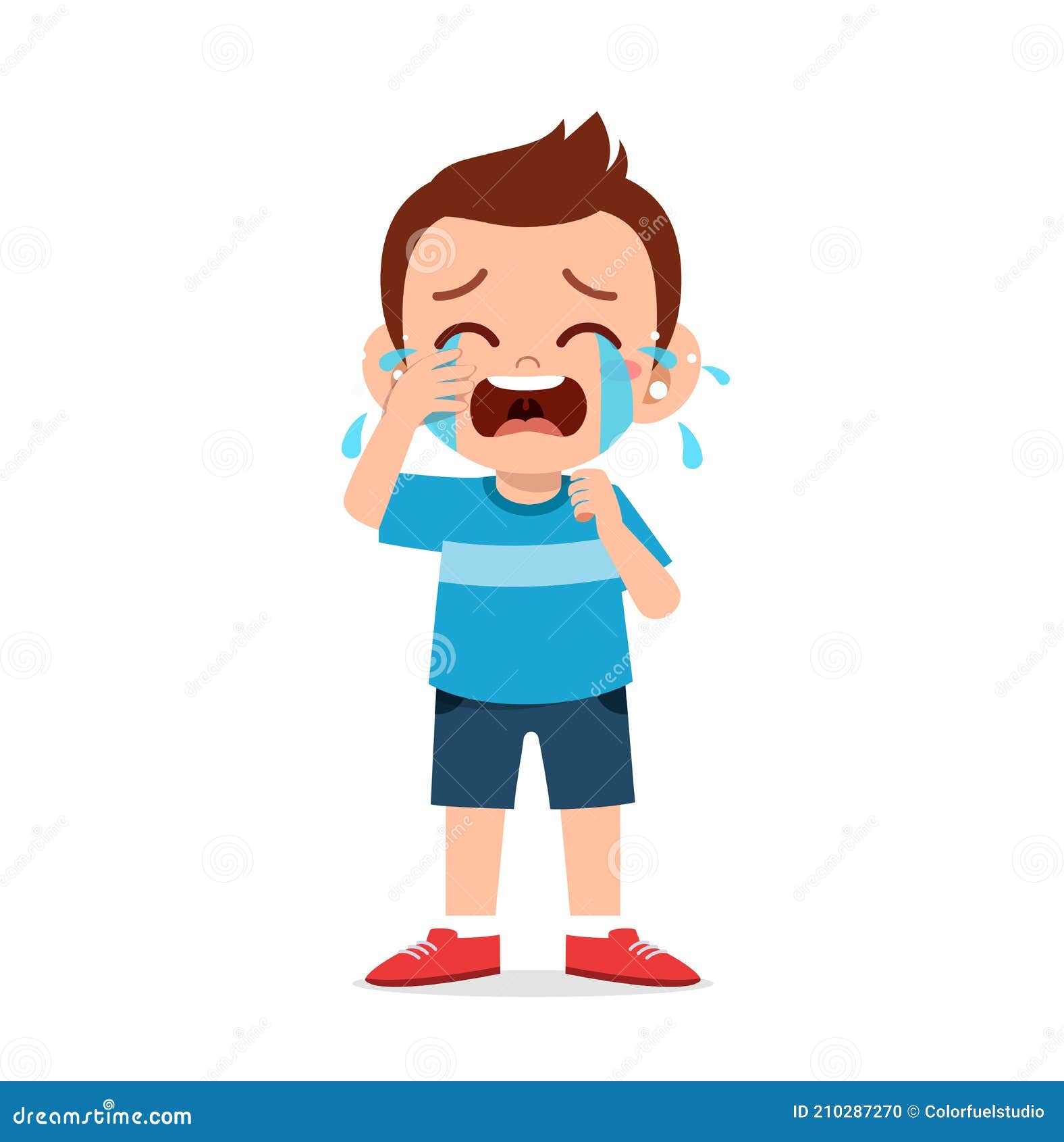 Cute Little Boy with Crying and Tantrum Expression Stock Vector ...