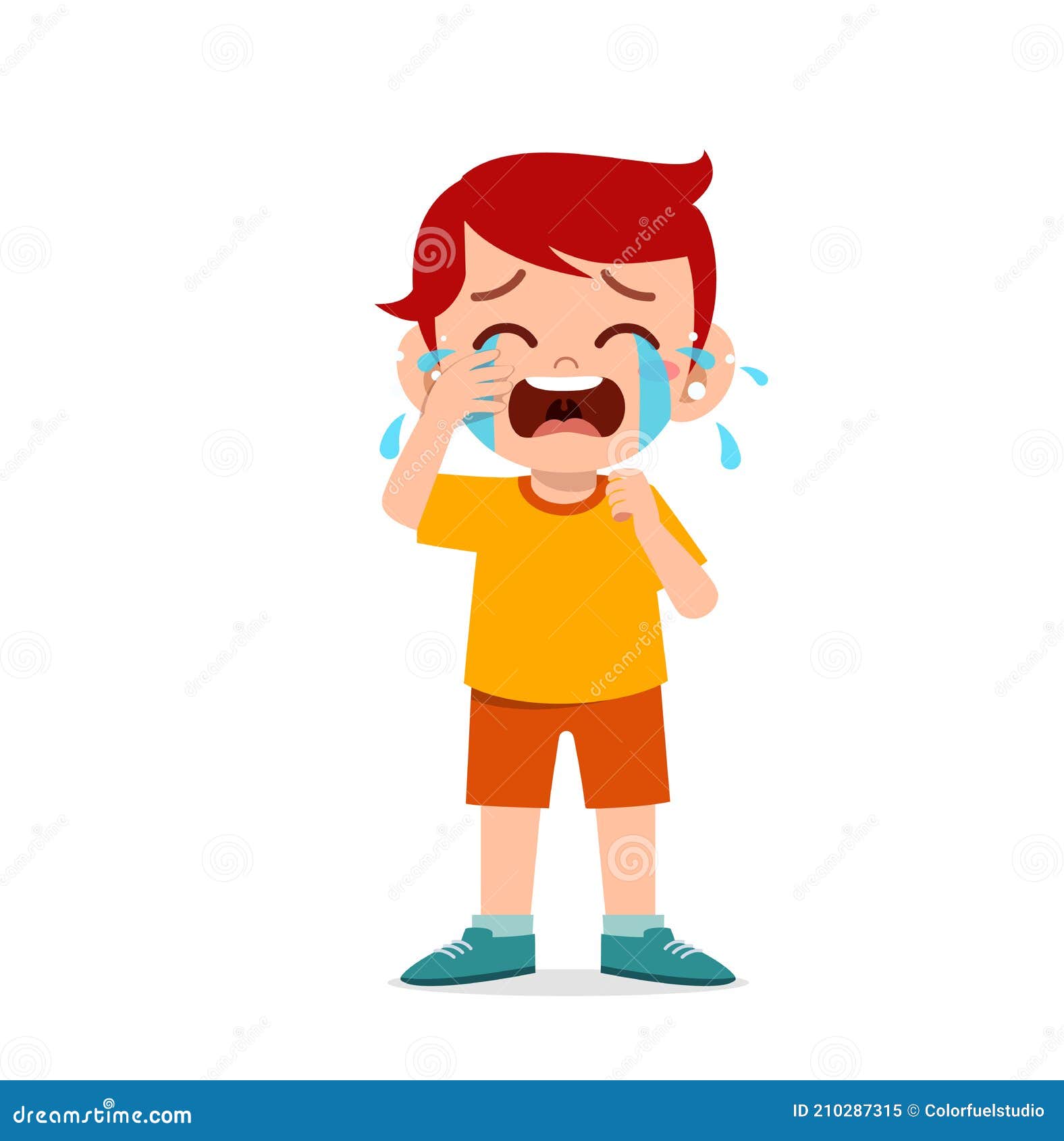 Cute Little Boy with Crying and Tantrum Expression Stock Vector ...
