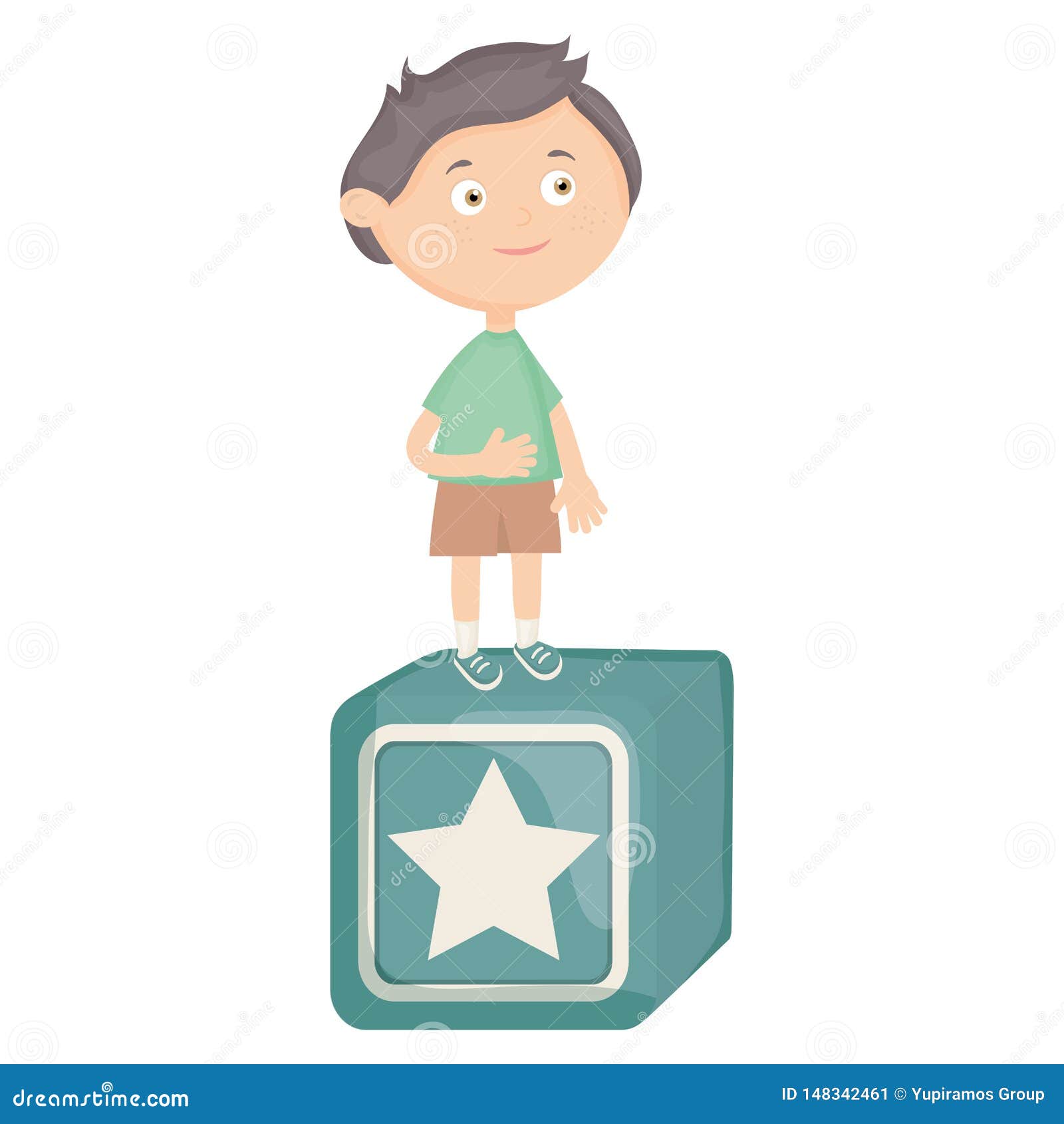 Cute Little Boy with Cube Block Stock Vector - Illustration of ...