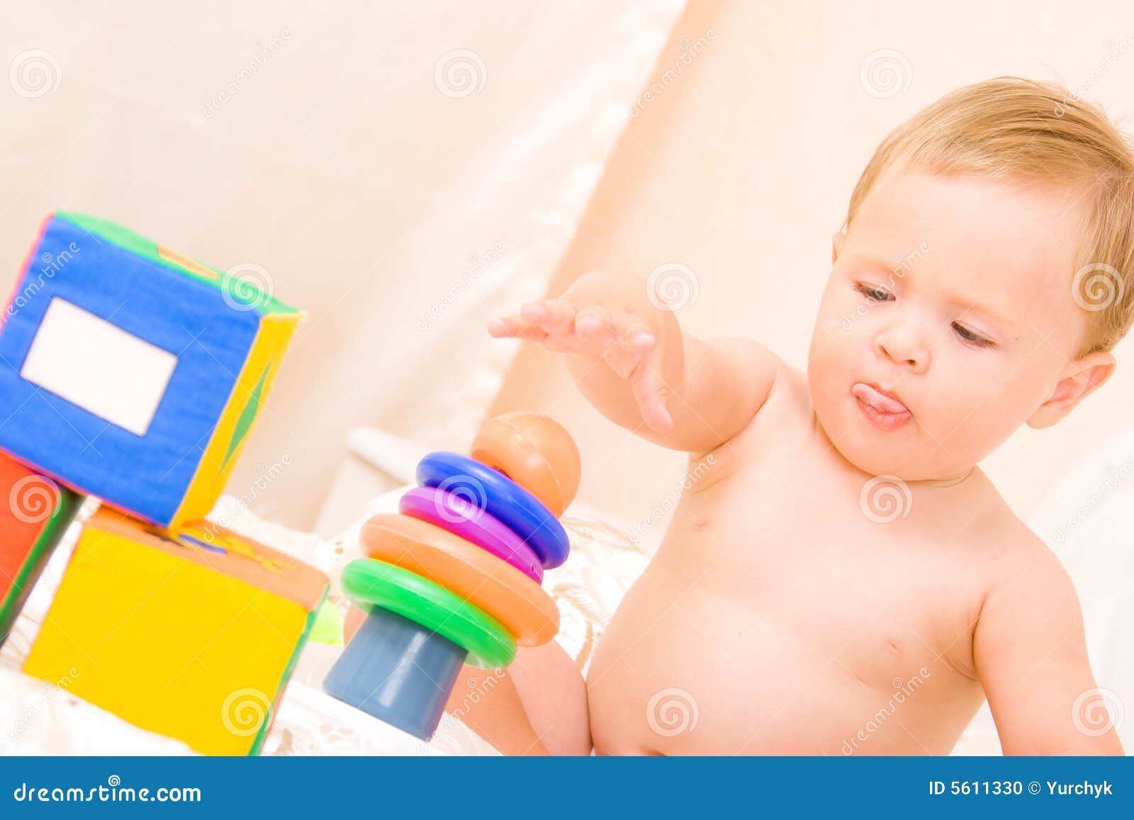 Cute Little Boy with Cubes Toy Stock Photo - Image of beautiful ...