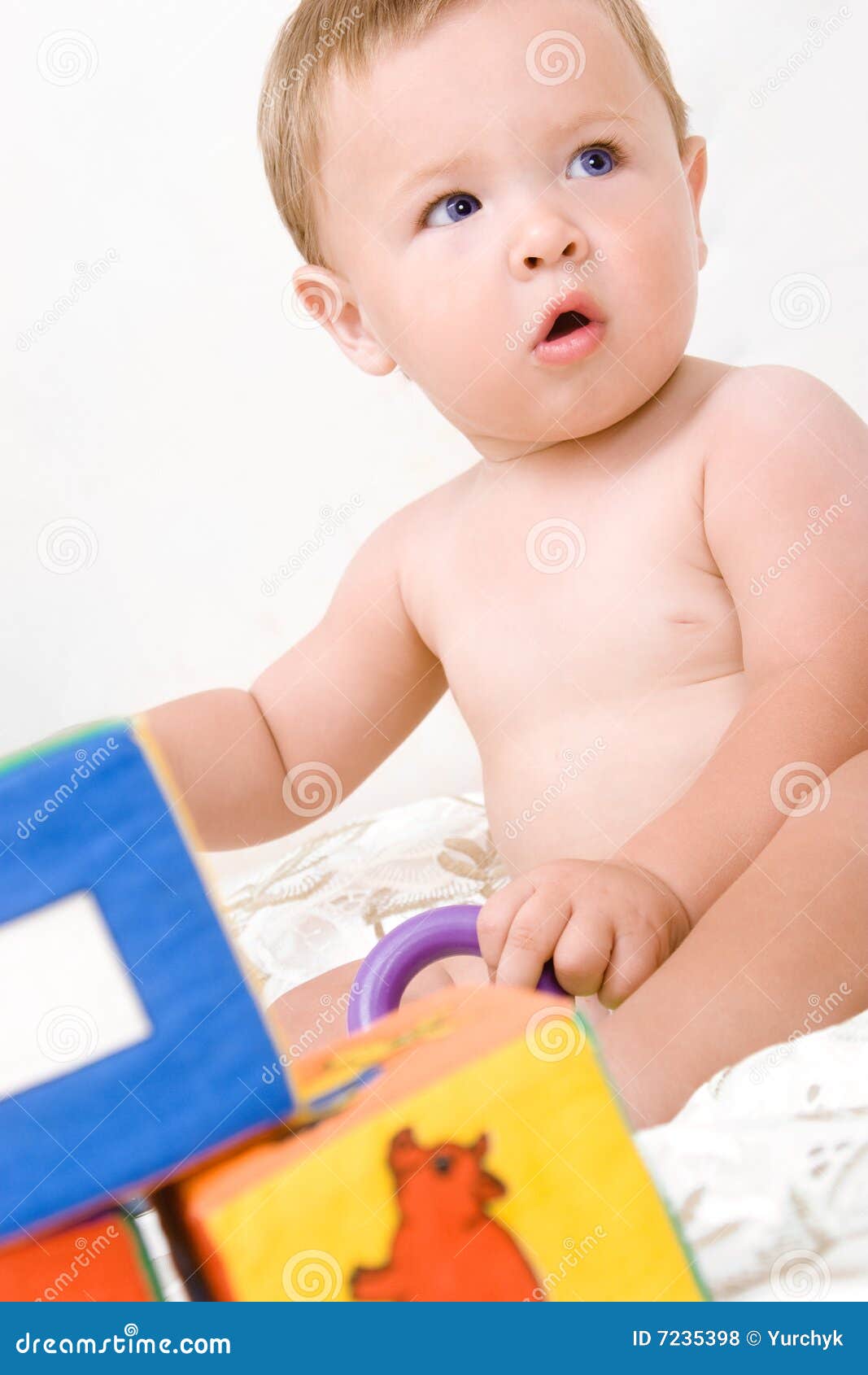 Cute Little Boy with Cubes Toy Stock Photo - Image of building ...