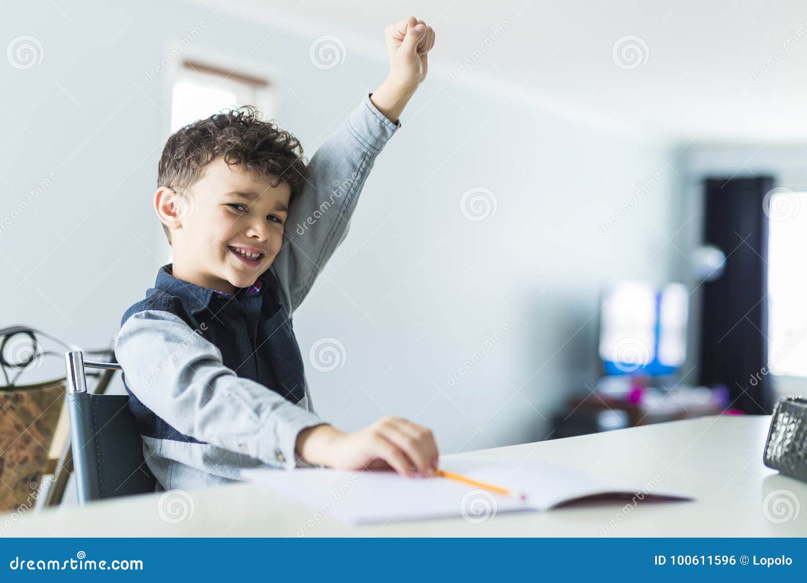 Cute Little Boy Doing Homework at Home Stock Photo - Image of joyful ...