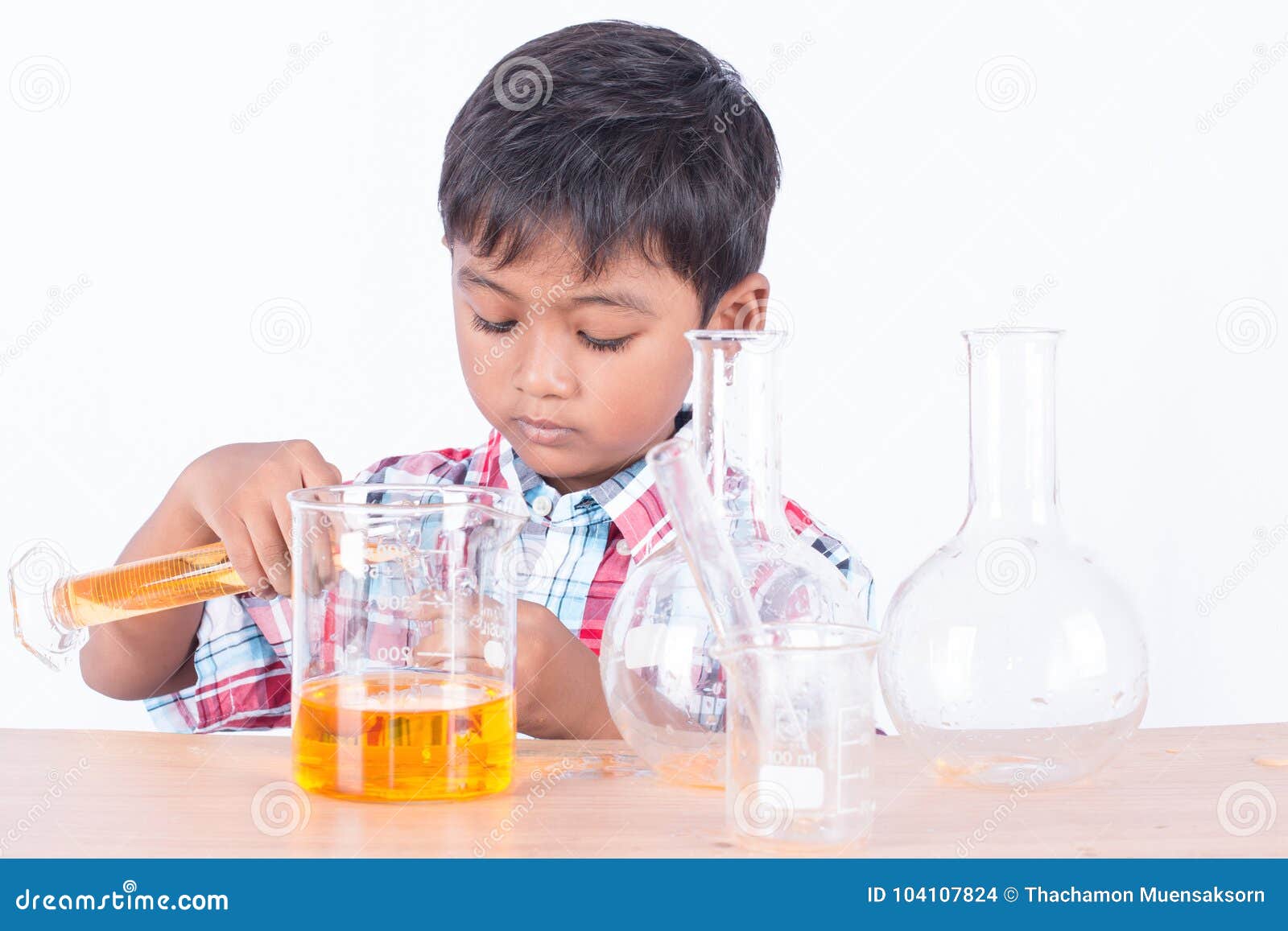 Cute Little Boy Doing Science Experiment Stock Photo - Image of teenage ...